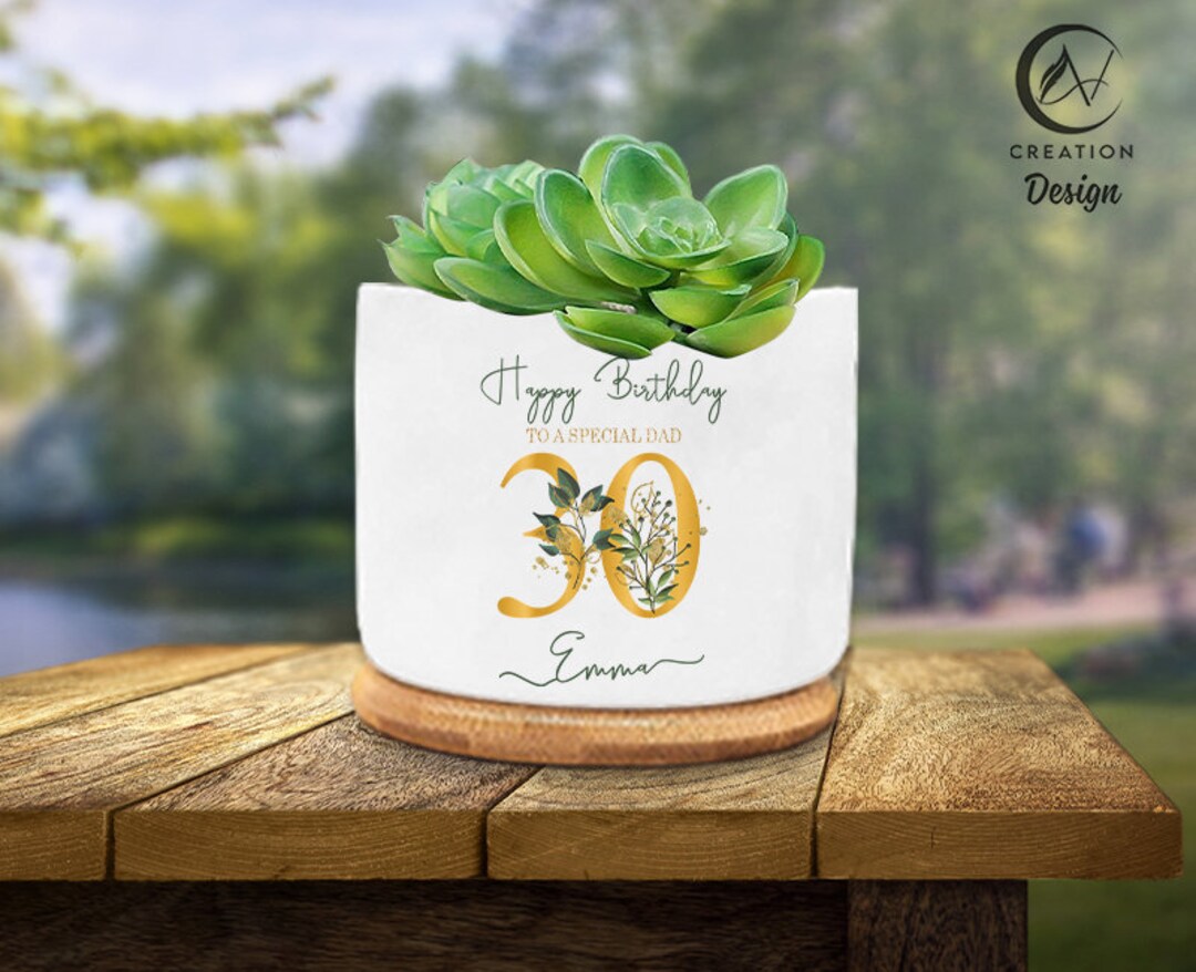 Personalized 30th Birthday Planter for Dad, Father's Day Mini Flower ...