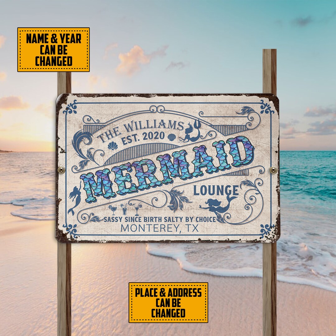 Personalized Mermaid Salty by Choice Metal Sign, Swimming Pool Sign ...