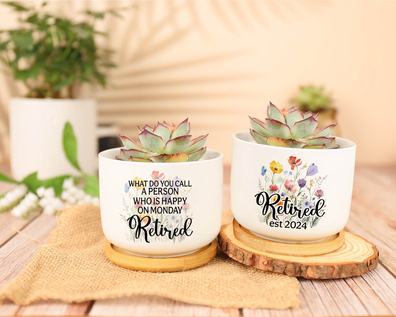 Personalized Retired Planter Pot Funny Retirement Plant Pot Succulent ...