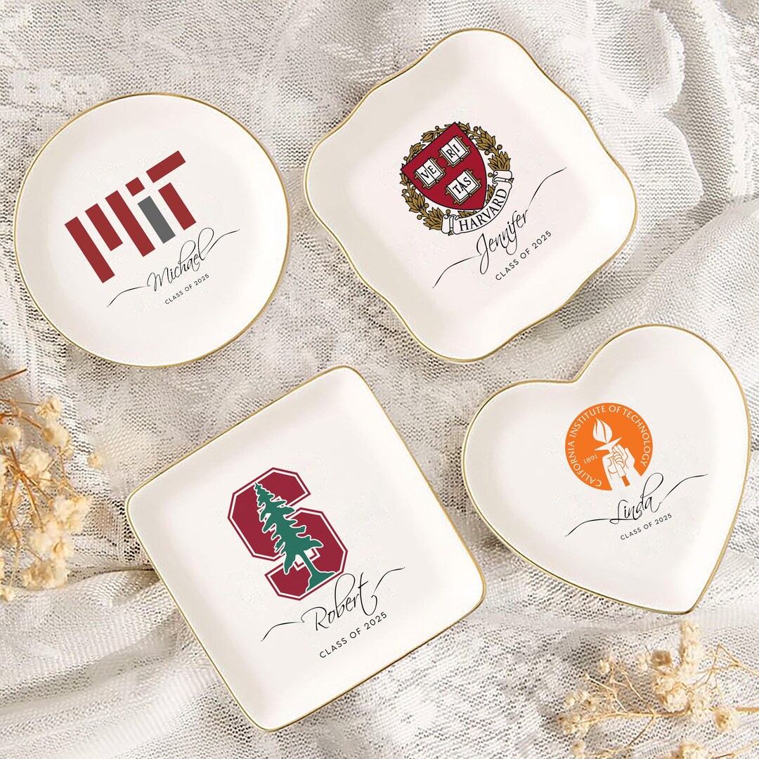 Personalized University Logo Trinket Jewelry Dish, Class of 2025 ...