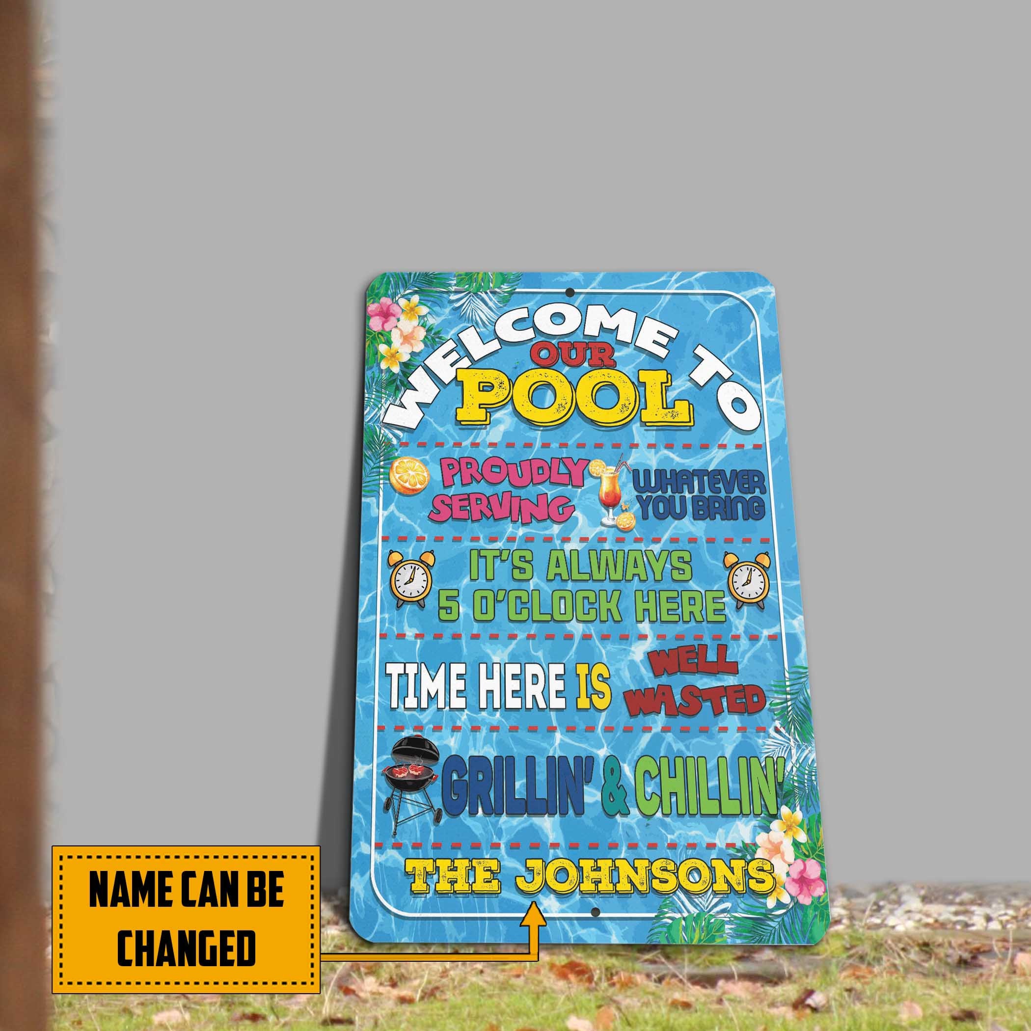Pool House Metal Sign, Swimming Pool Sign, Personalized Sign, Pool Bar ...