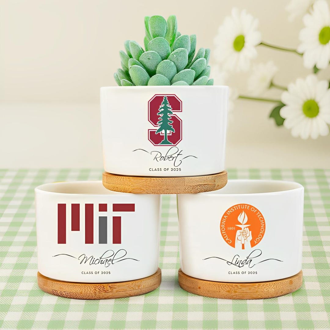 Personalized University Logo Plant Pot, Graduation Gift for Her, Class ...