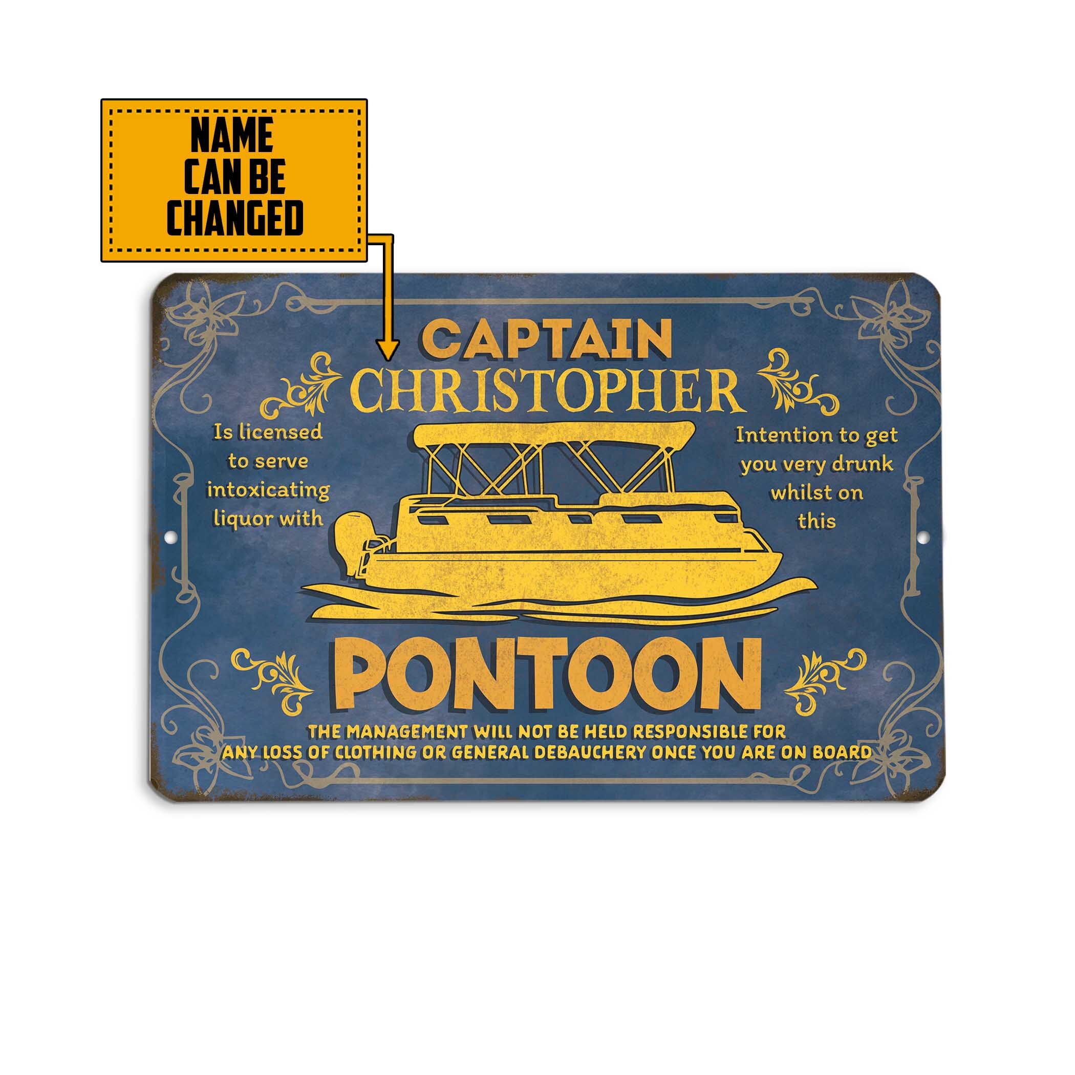 Captain Pontoon Tin Sign, River House Metal Sign, Boating Lake Sign ...