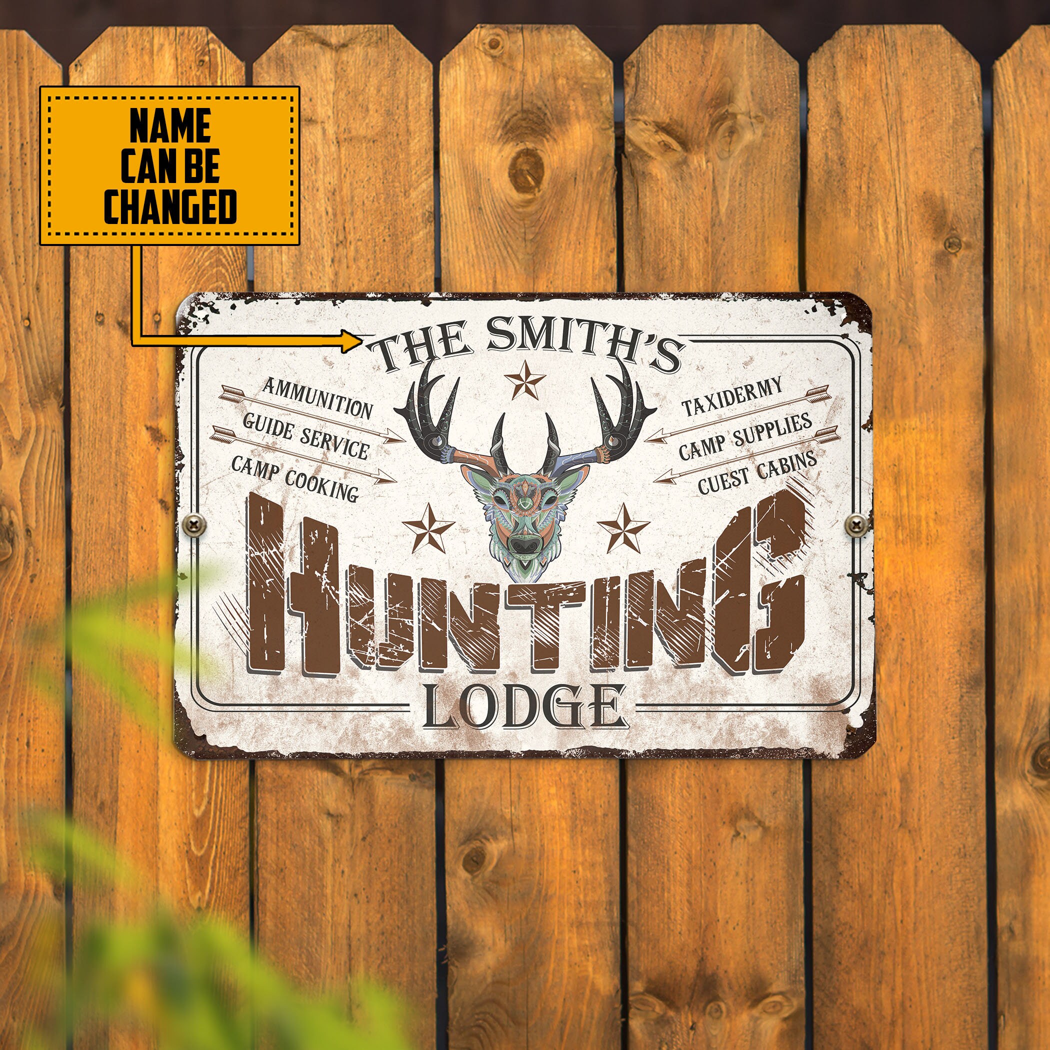 Hunting Lodge Sign, Deer Hunt Tin Sign, Hunters Lodge Metal Sign ...