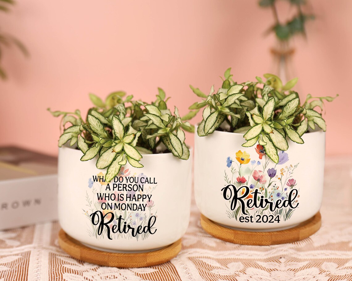 Personalized Retired Planter Pot Funny Retirement Plant Pot Succulent ...