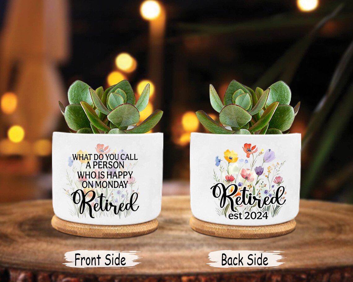 Personalized Retired Planter Pot Funny Retirement Plant Pot Succulent ...