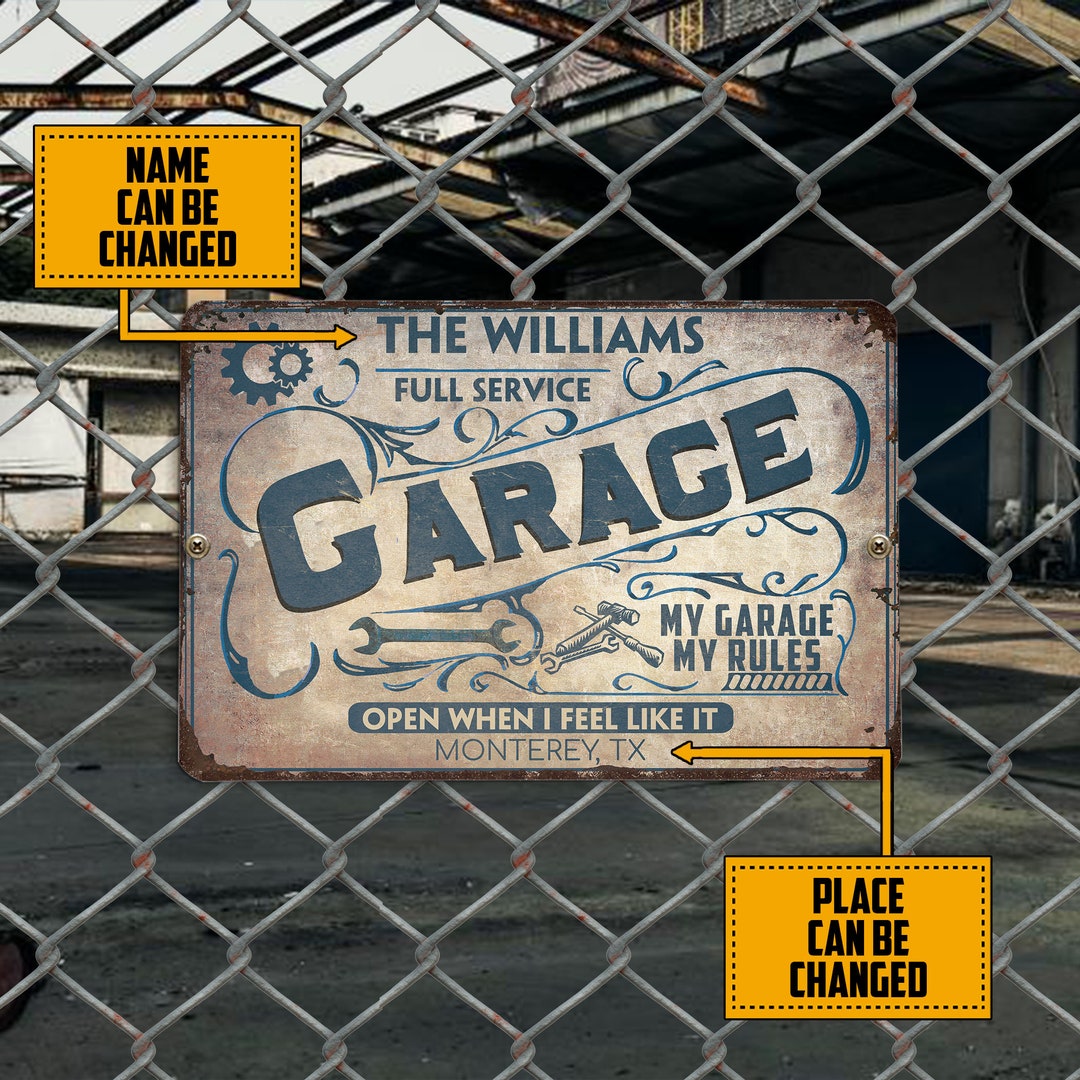 Auto Mechanic Garage Metal Sign, My Garage My Rules Sign, Garage Sign ...