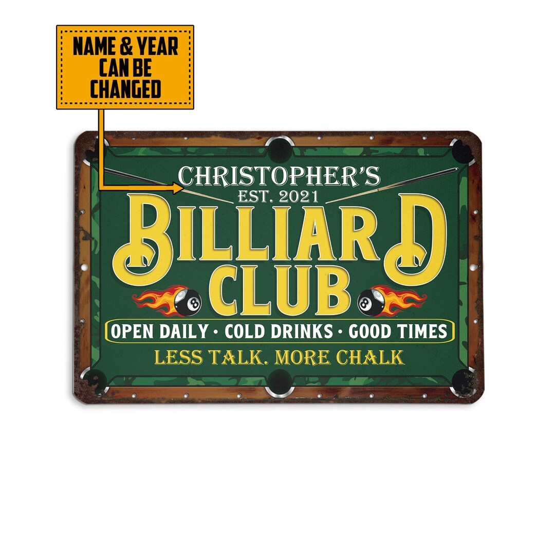 Personalized Billiards Club Metal Sign Family Game Room Tin Sign ...