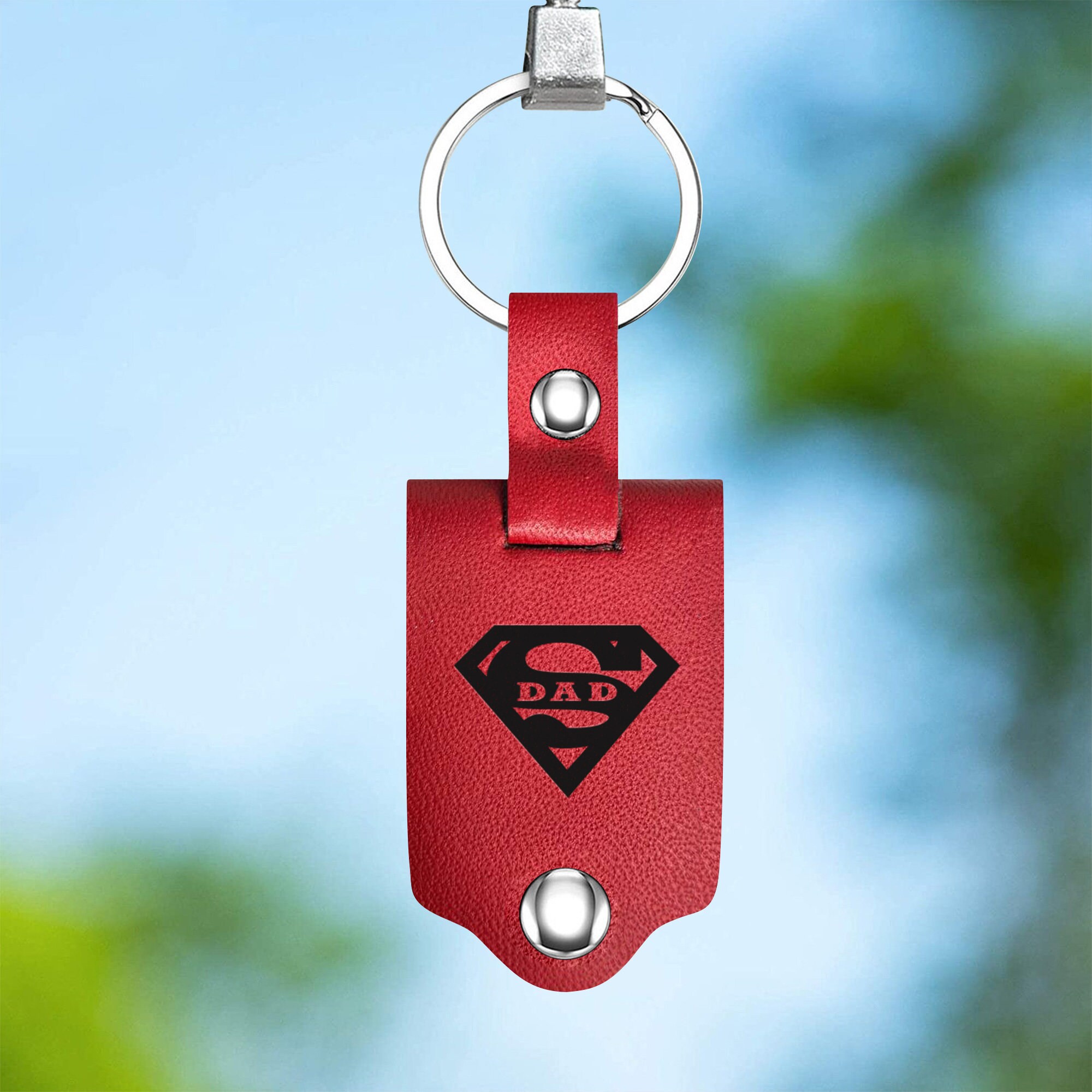 Personalized Photo Dad and Daughter Leather Keychain Dad Keyring Father ...