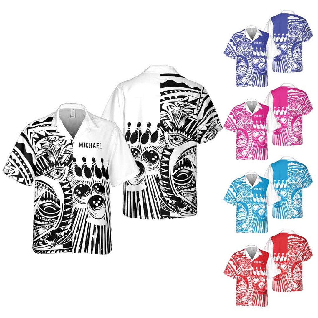 Personalized Polynesian Bowling Hawaiian Shirt Tribal Hawaii Bowling ...