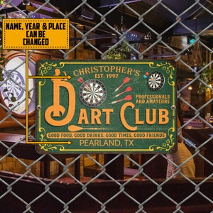 Dart Club Metal Sign, Family Game Room Sign, Darts Tin Sign, Decor for ...