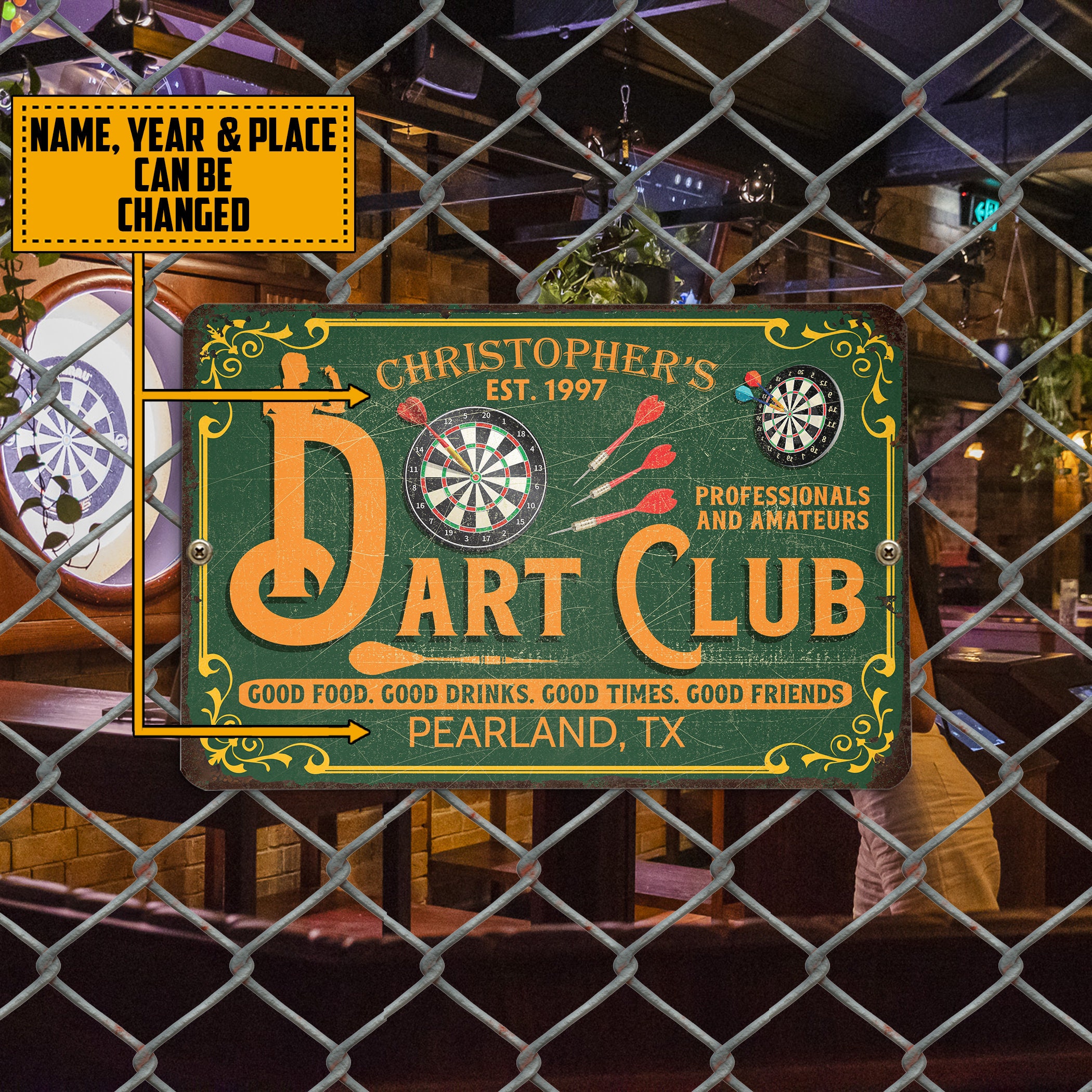 Dart Club Metal Sign, Family Game Room Sign, Darts Tin Sign, Decor for ...