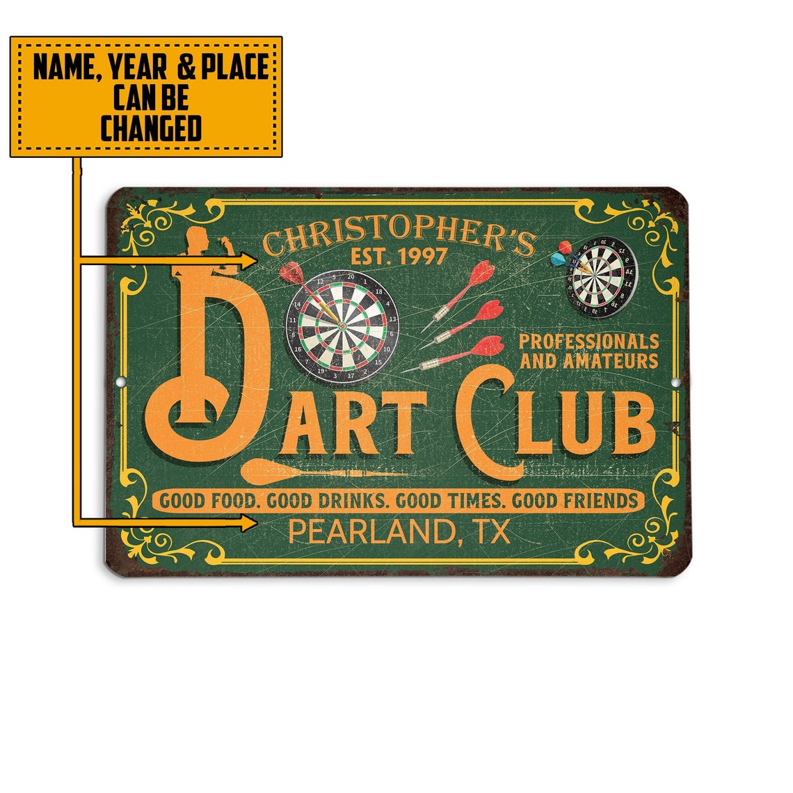 Dart Club Metal Sign, Family Game Room Sign, Darts Tin Sign, Decor for ...