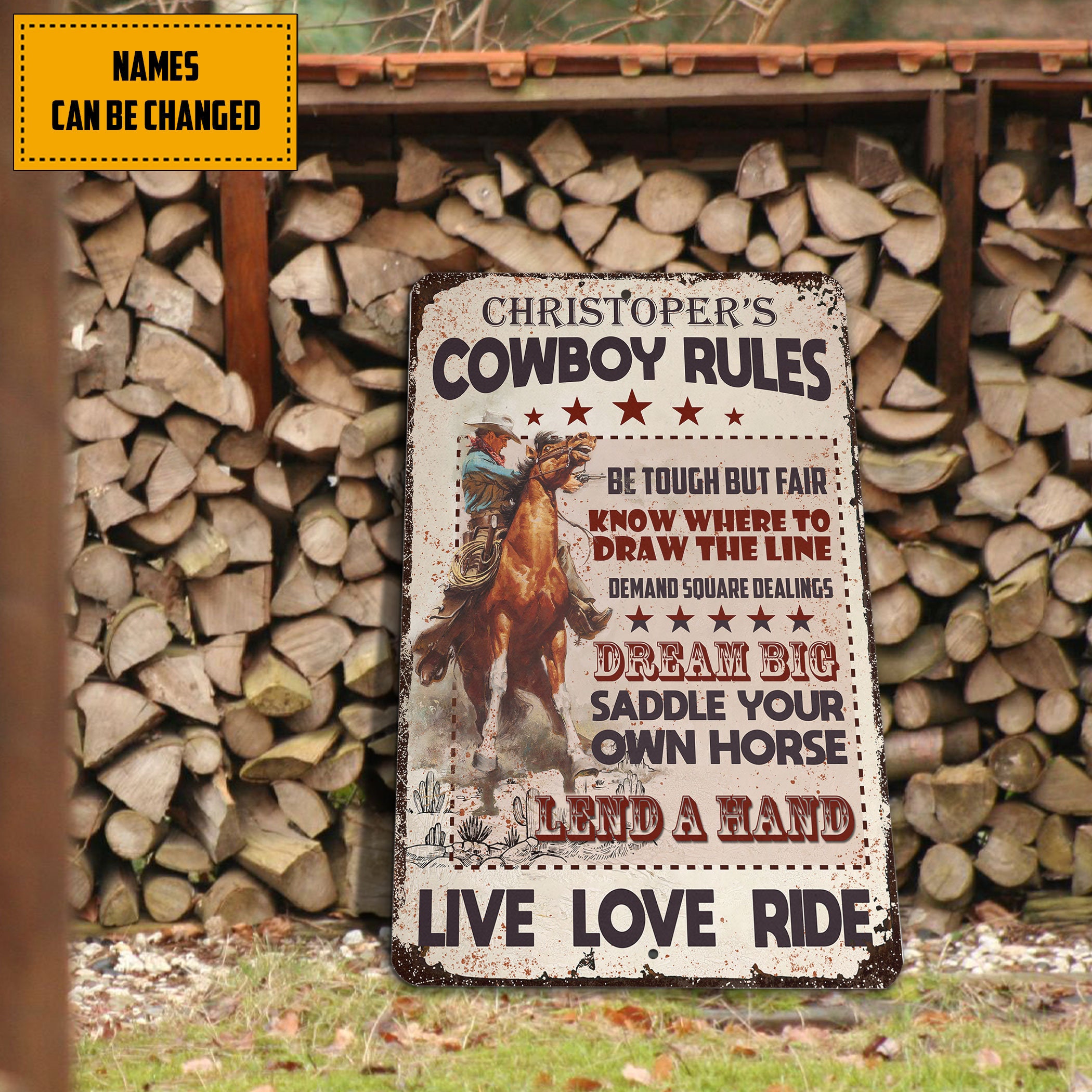 Personalized Cowboy Rule Metal Sign Howdy Sign, Western Cowboy Lover ...