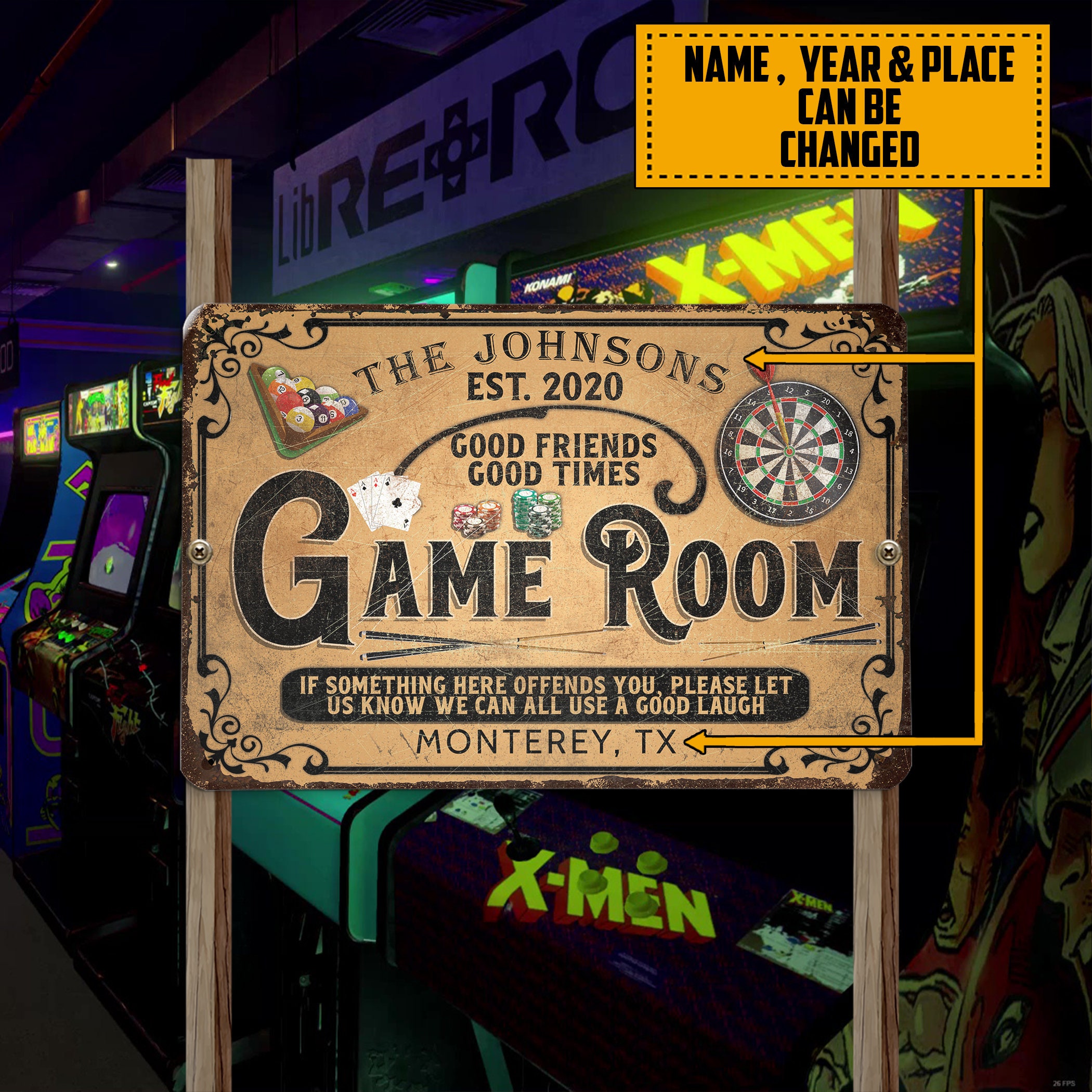 Game Room Metal Sign Family Bar Sign Darts Tin Sign Decor - Etsy