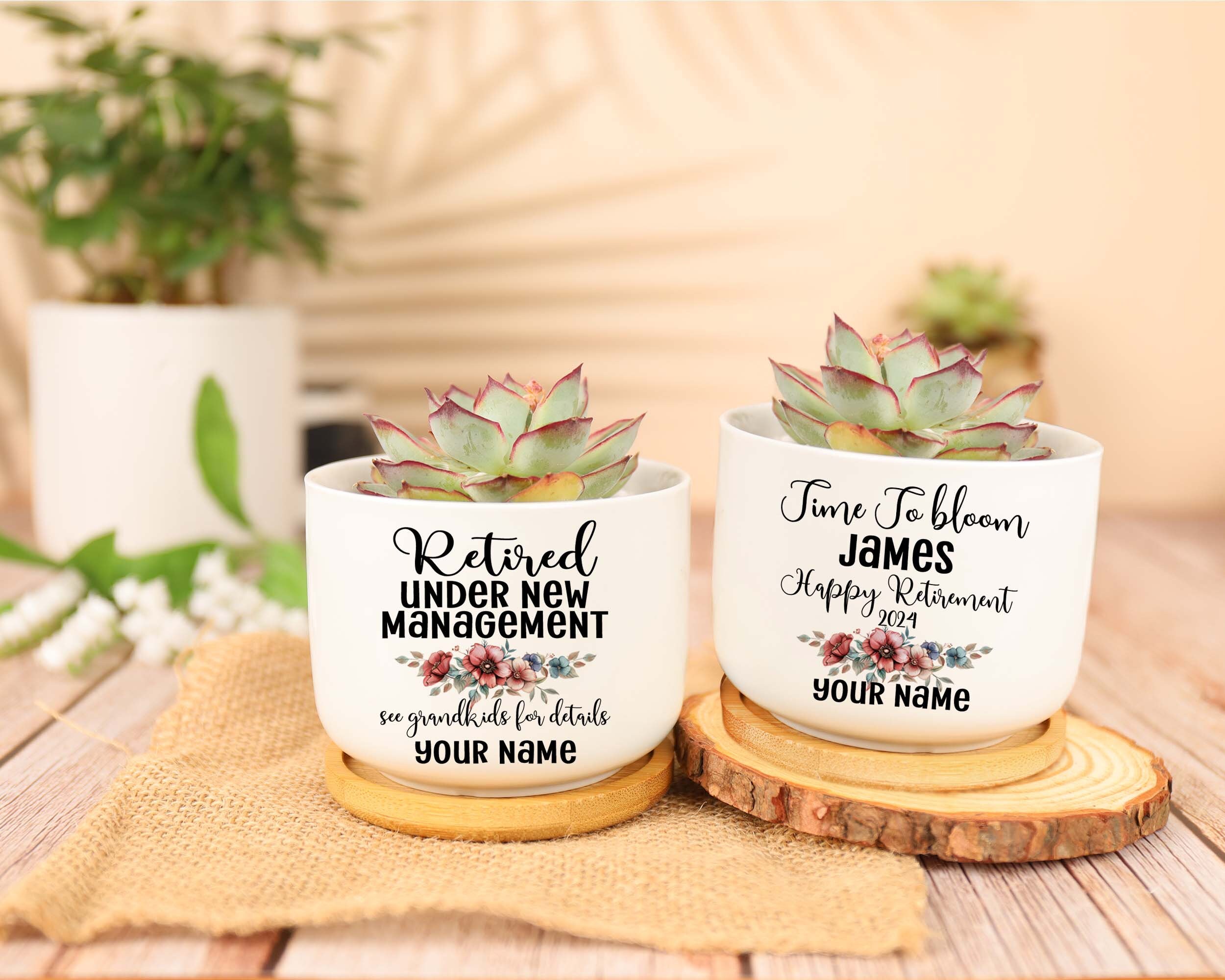 Personalized Time to Bloom Retired Planter Retirement Gift Plant Pot ...