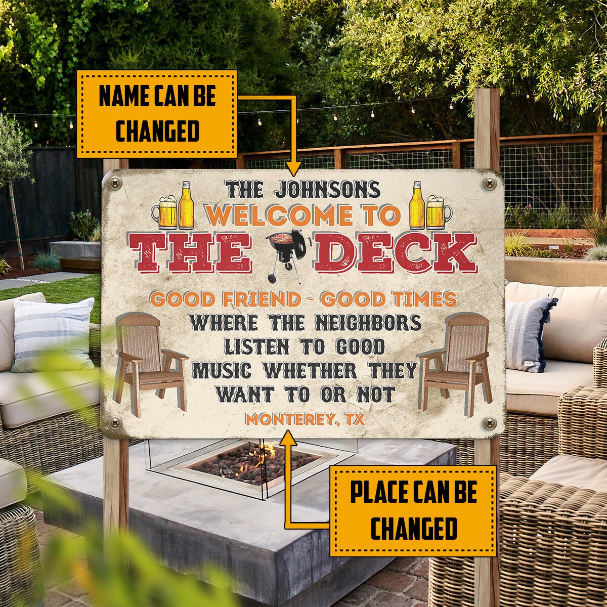 Personalized Welcome to the Deck Metal Sign, Good Friend Good Time Sign ...