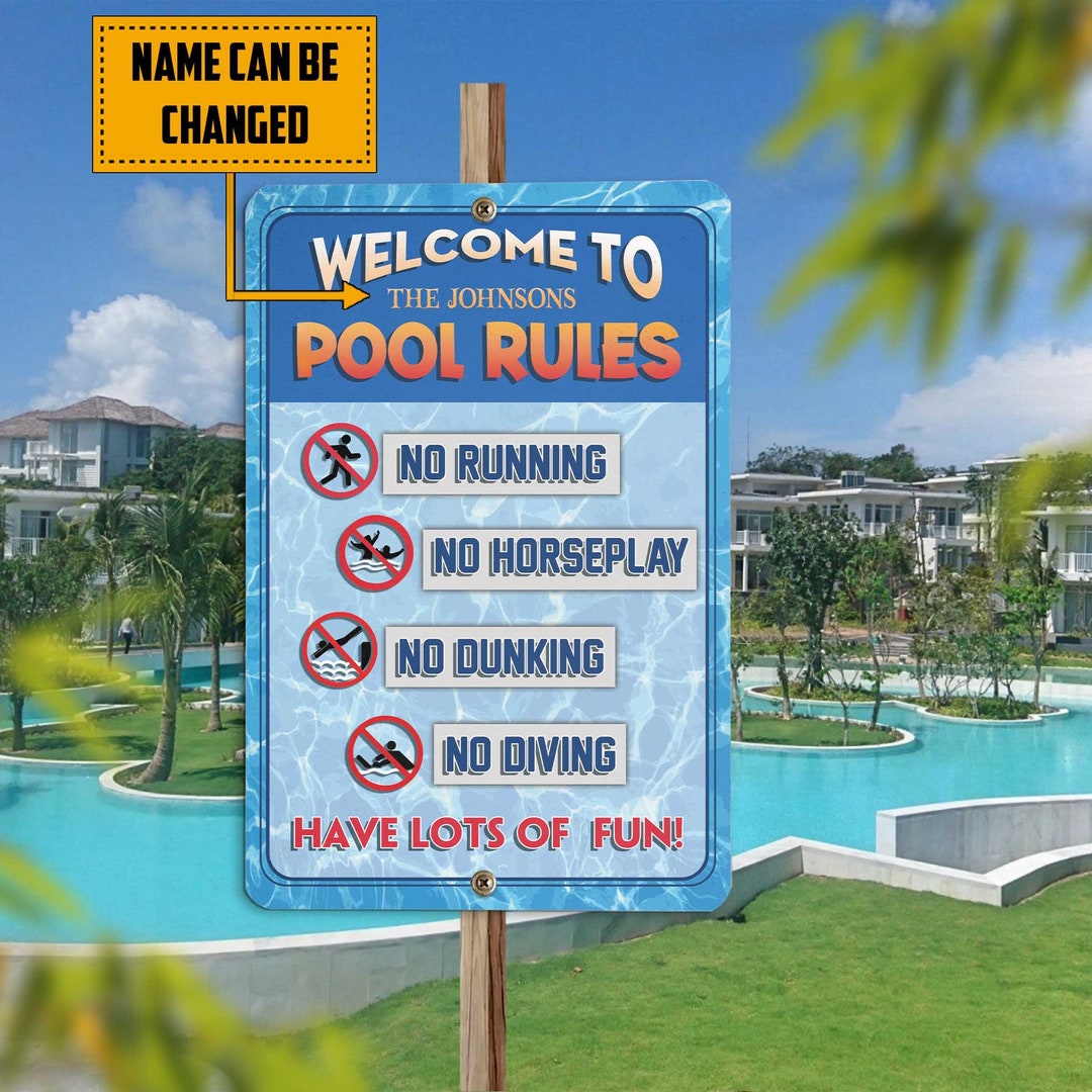 Pool Sign, Pool Rules Metal Sign, Swimming Pool Sign, Pool Bar Outdoor ...