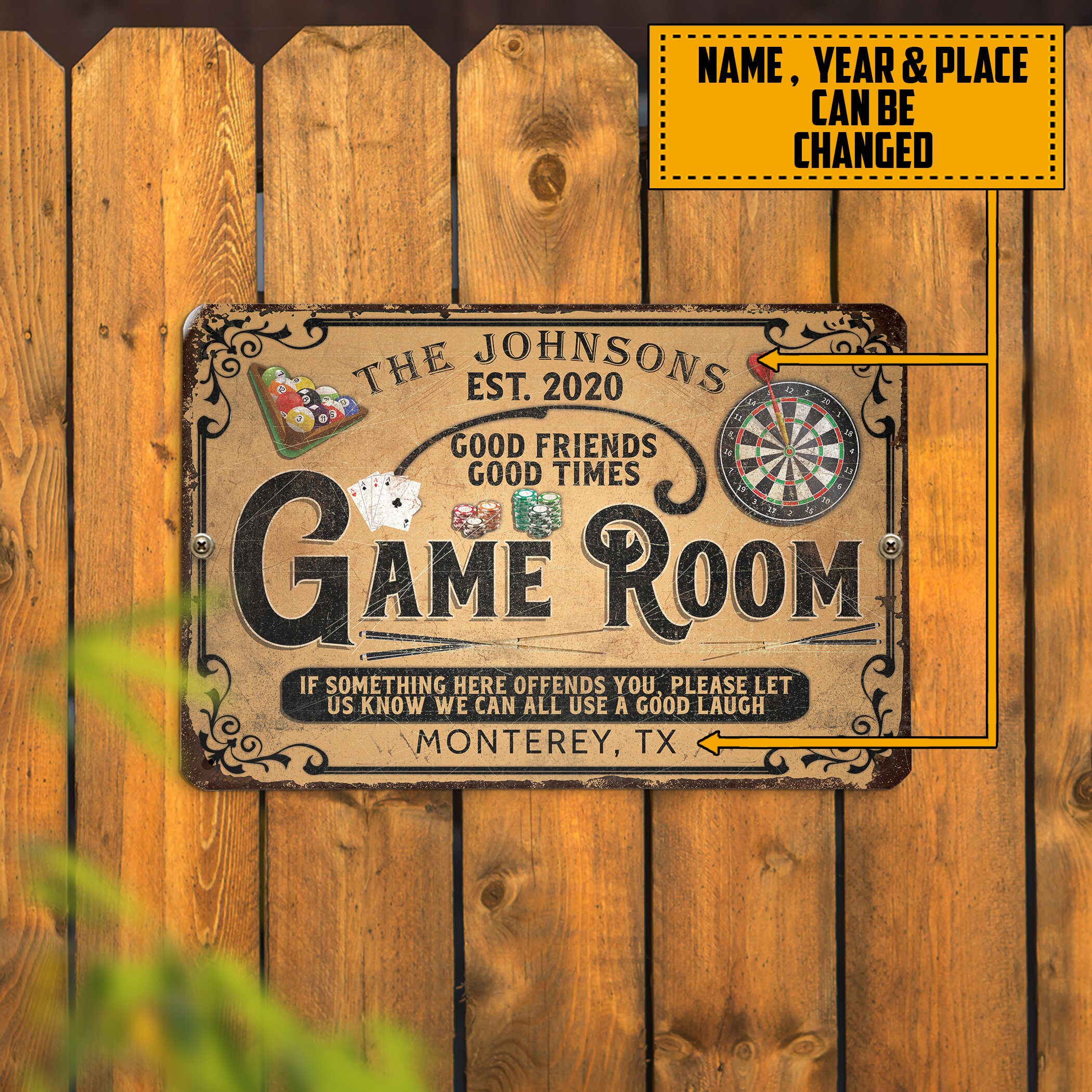 Game Room Metal Sign, Family Bar Sign, Darts Tin Sign, Decor for Men ...