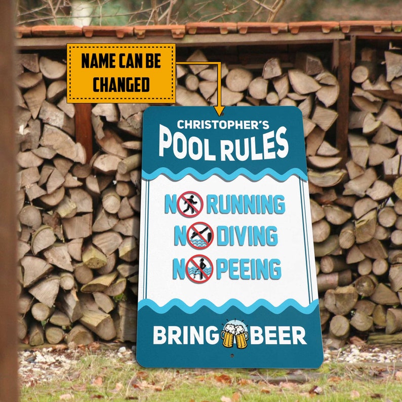 Personalized Swimming Pool Rules Metal Sign, Swimming Pool Sign, Pool ...