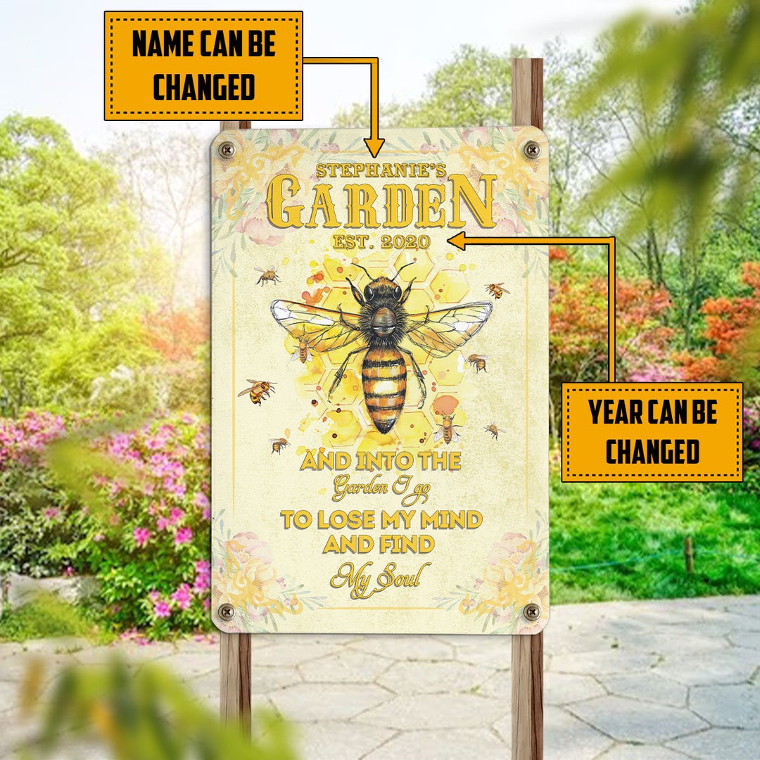 Personalized Bee Garden Metal Sign, Beekeeper, Gardening Lover Gift ...