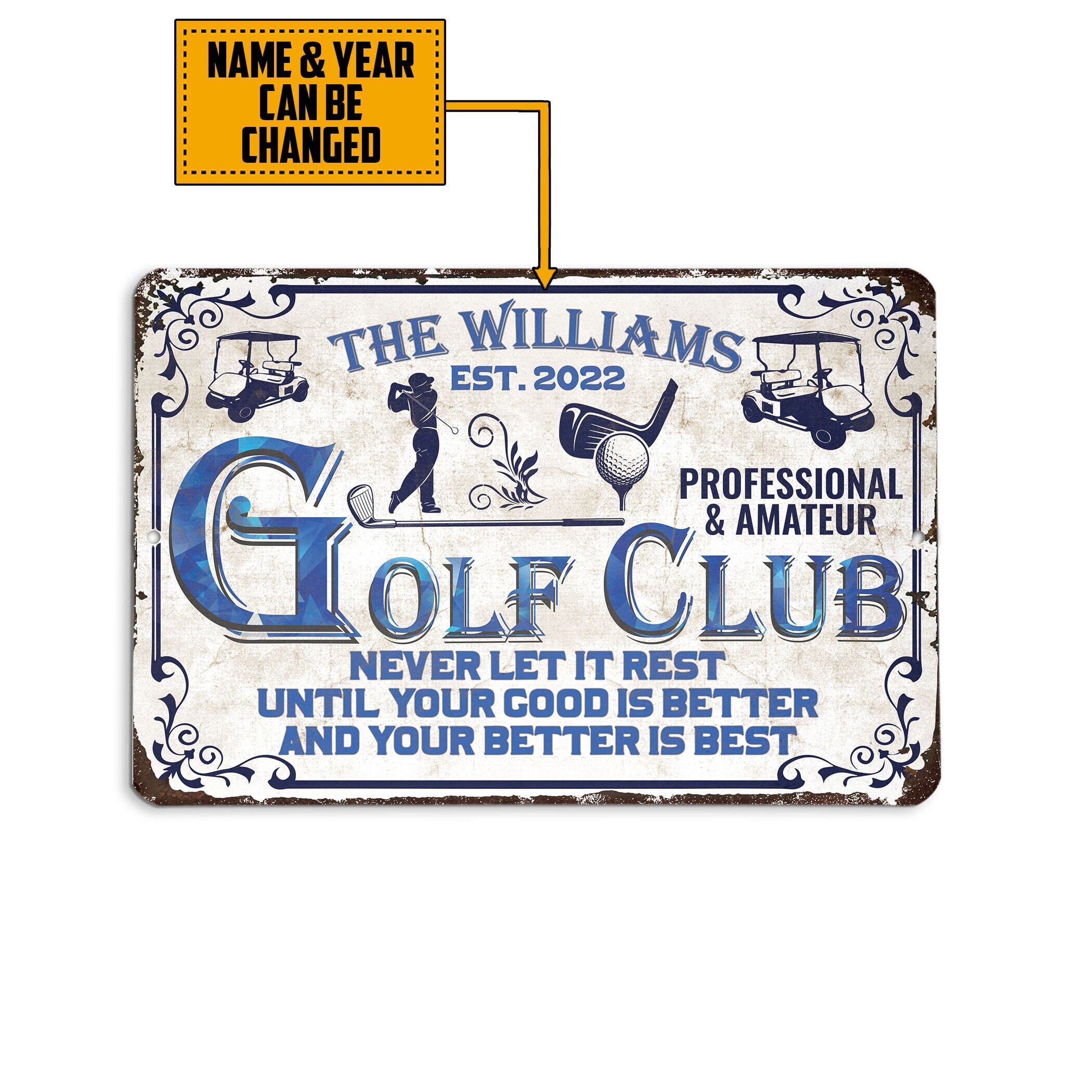Custom Golf Club Sign, Golf Metal Sign, Men's Golf Tin Sign, Decor for ...