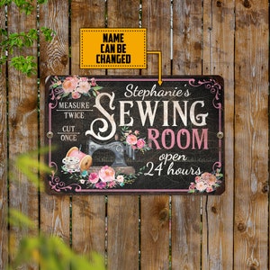 Personalized Sewing Room Metal Sign, Craft Room Tin Sign Sewciopath ...