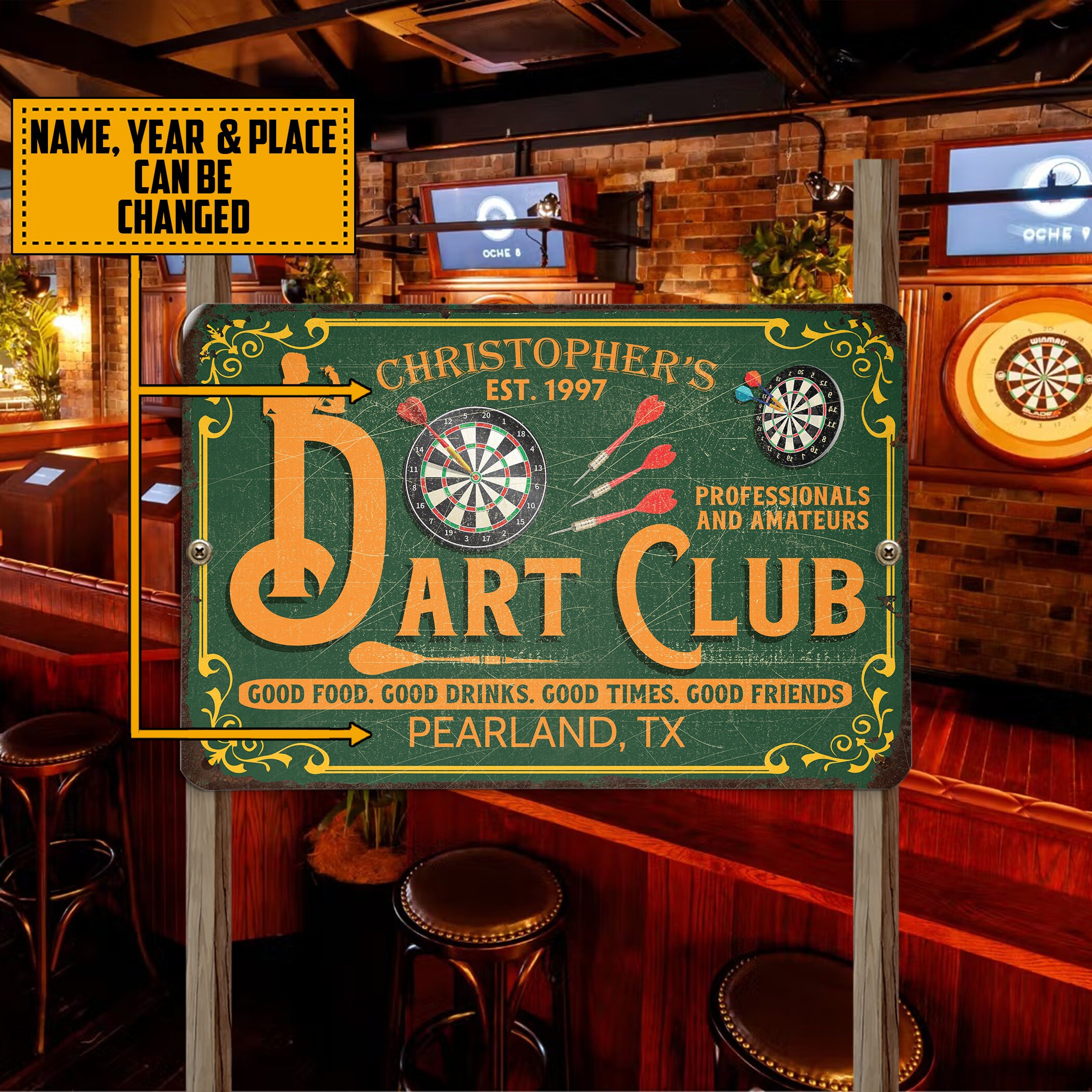 Dart Club Metal Sign, Family Game Room Sign, Darts Tin Sign, Decor for ...