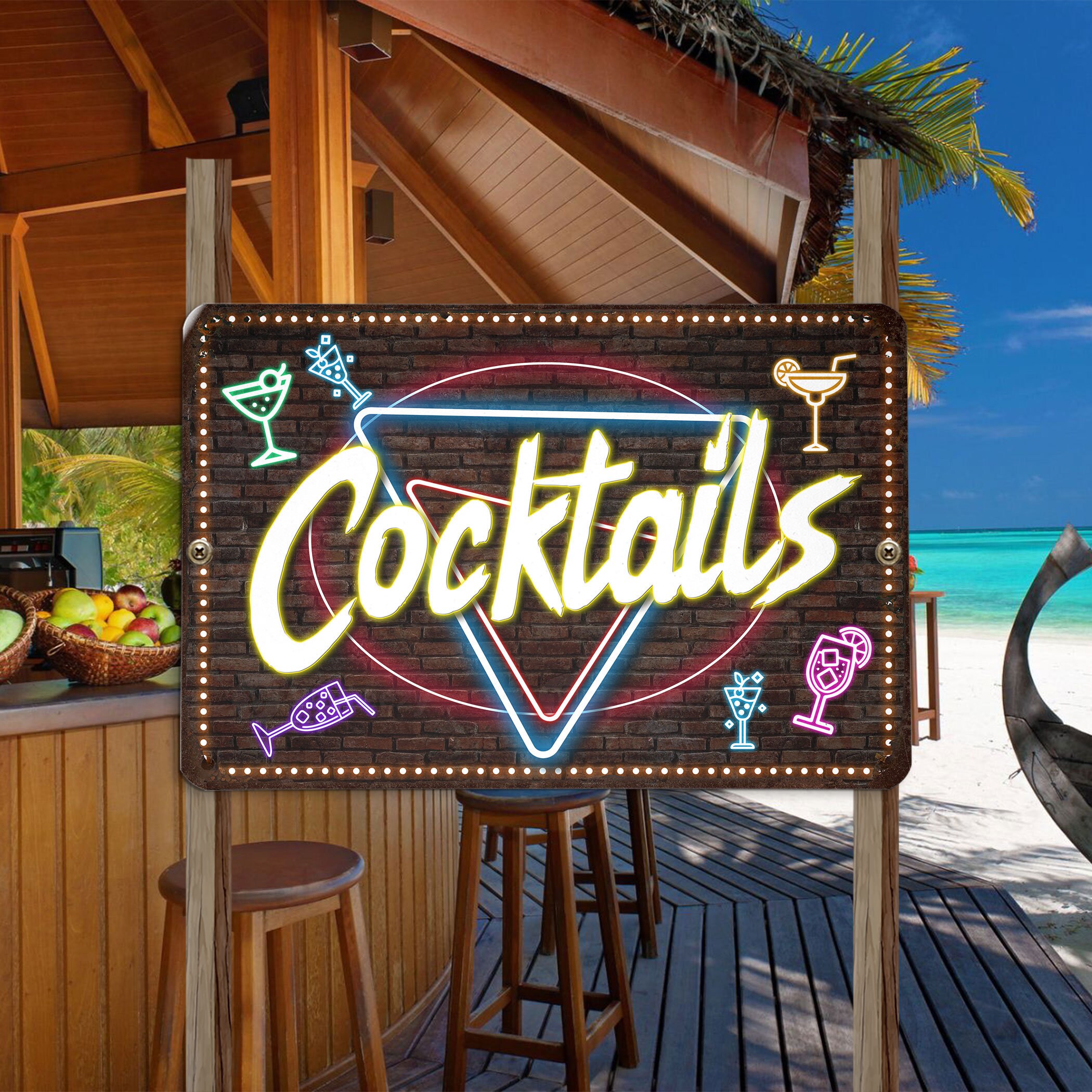 Cocktail Bar Club Metal Sign, Margaritaville Sign, Beach Tin Sign, Bar ...