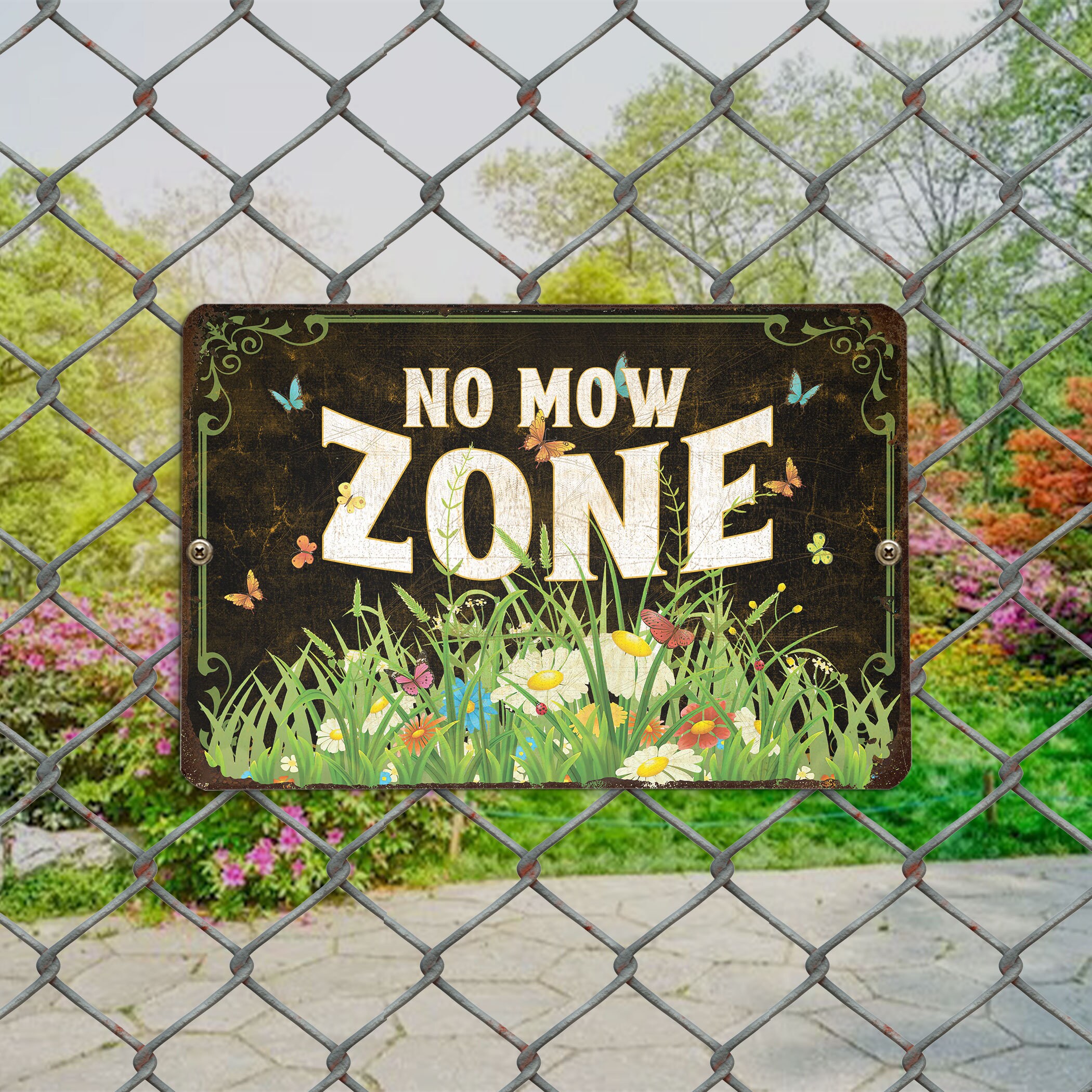 No Mow Zone Metal Sign, She Shed Decor, Gardener Nana Gift, Garden Tin ...