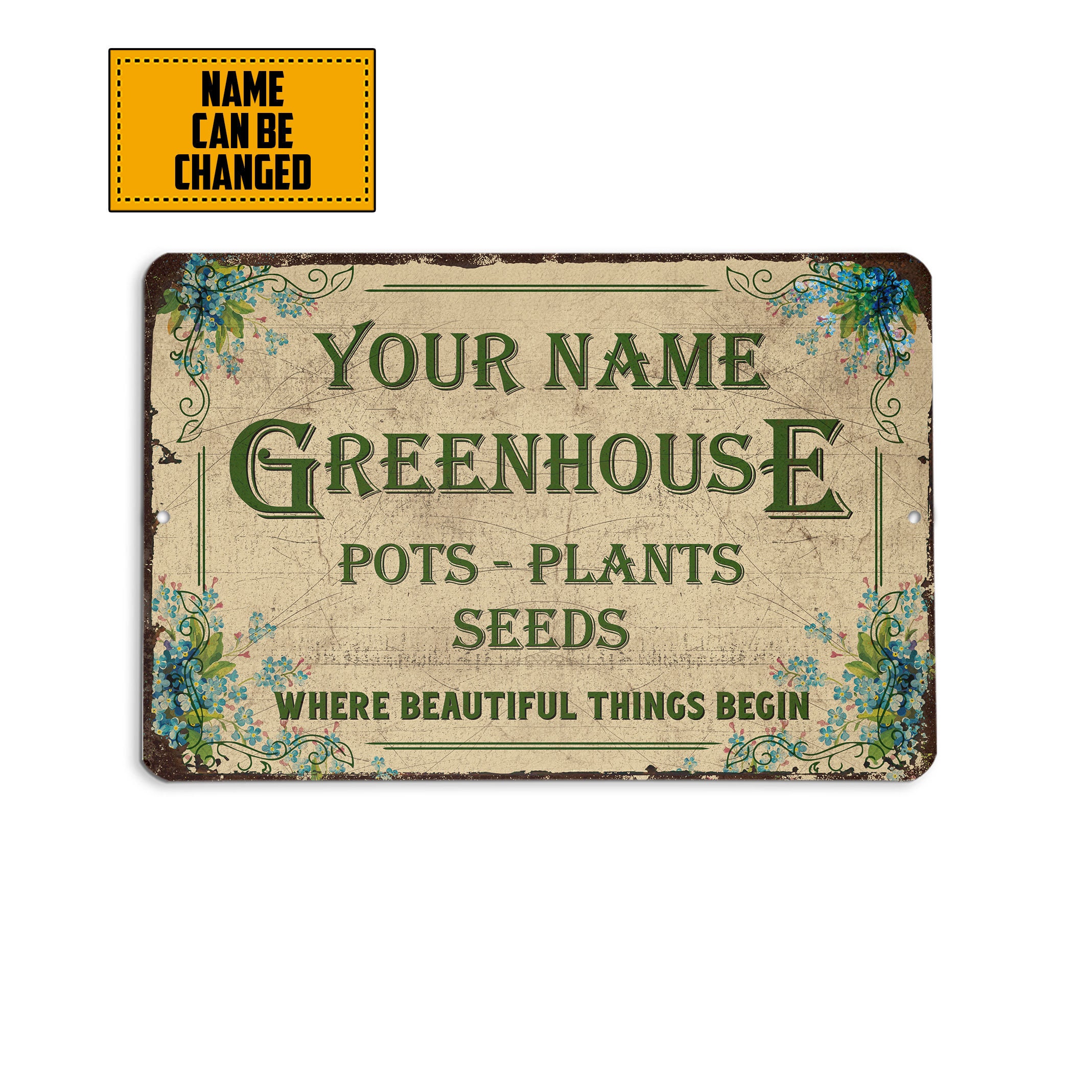 Personalized Greenhouse Metal Sign, Welcome Garden Tin Sign, She Shed ...