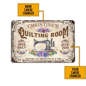 Personalized Quilting Room Metal Sign, Sewing Room Sign Gift for ...