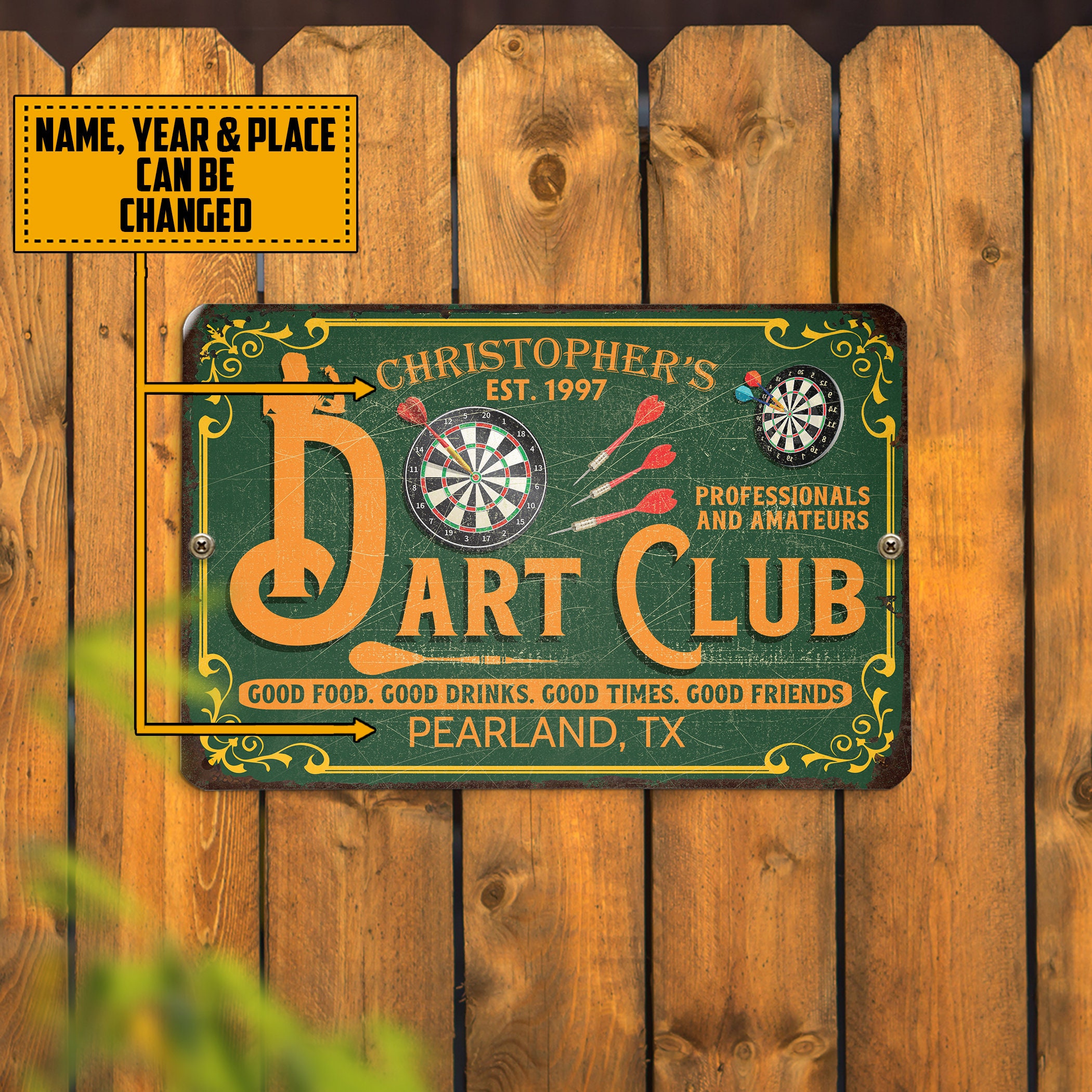 Dart Club Metal Sign, Family Game Room Sign, Darts Tin Sign, Decor for ...