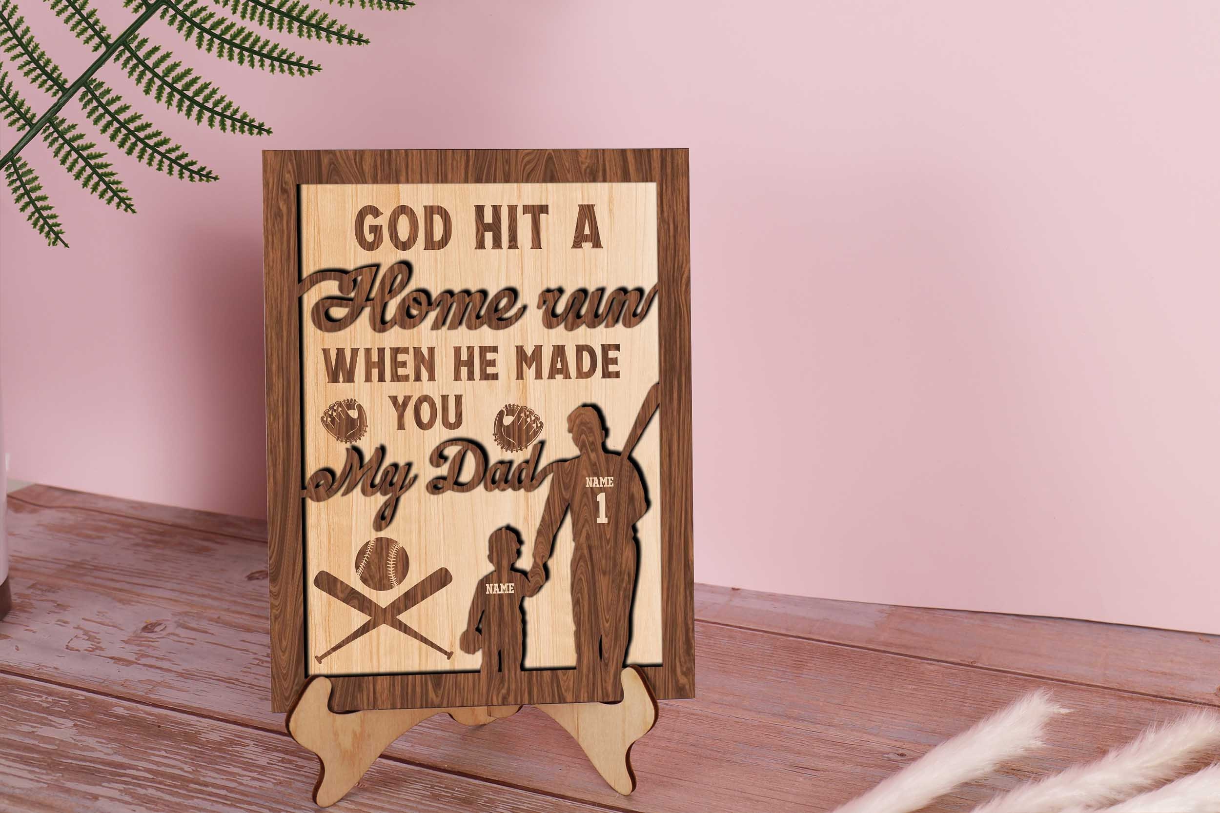 Personalized Dad and Son Hit A Home Run Layer Plaque Baseball Laser Cut ...
