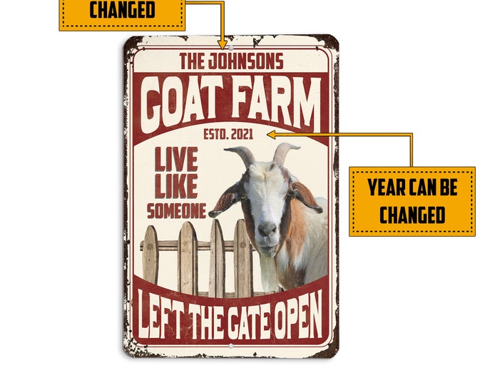 Personalized Goats Farm Fresh Milk Classic Metal Sign Farm Fresh Sign ...