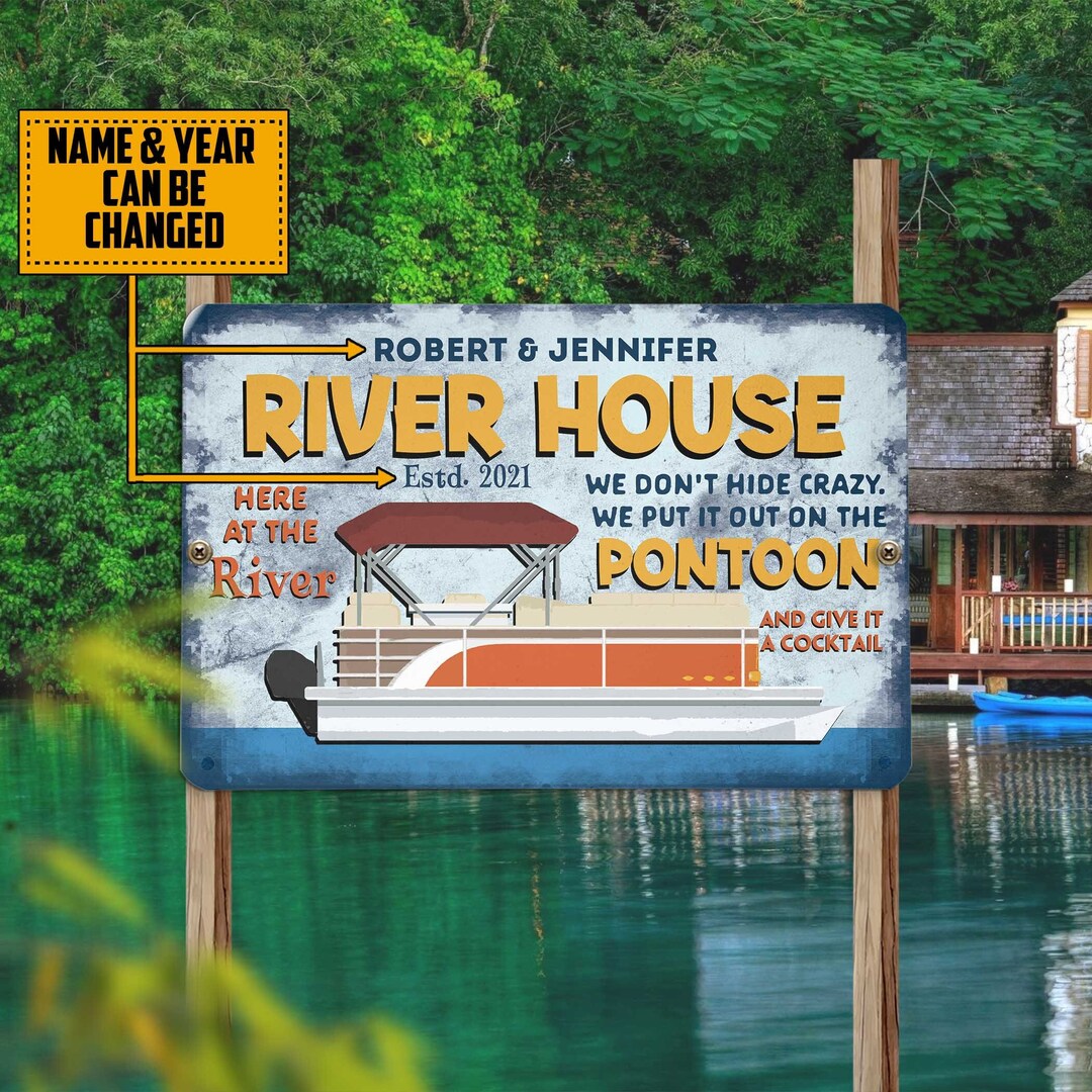 River House Metal Sign, Boating Lake Sign, Lake House Tin Sign ...