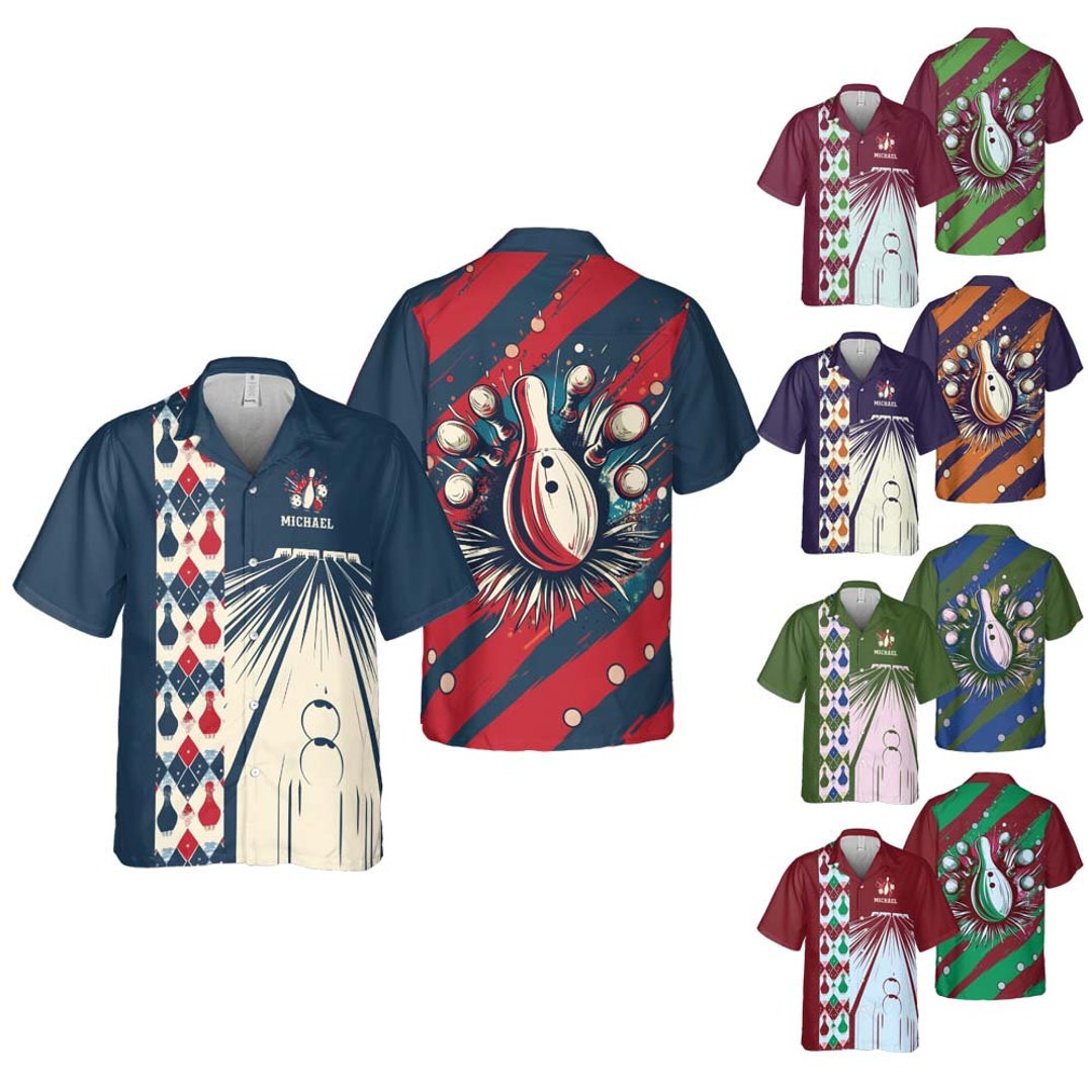 Personalized Retro Bowling Hawaiian Shirt Bowling Team Shirt Youth ...