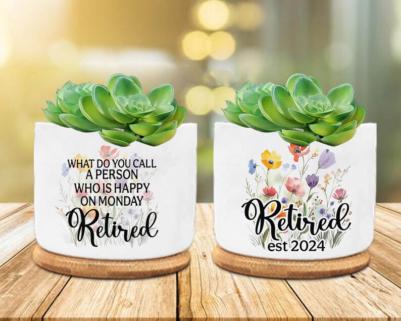Personalized Retired Planter Pot Funny Retirement Plant Pot Succulent ...