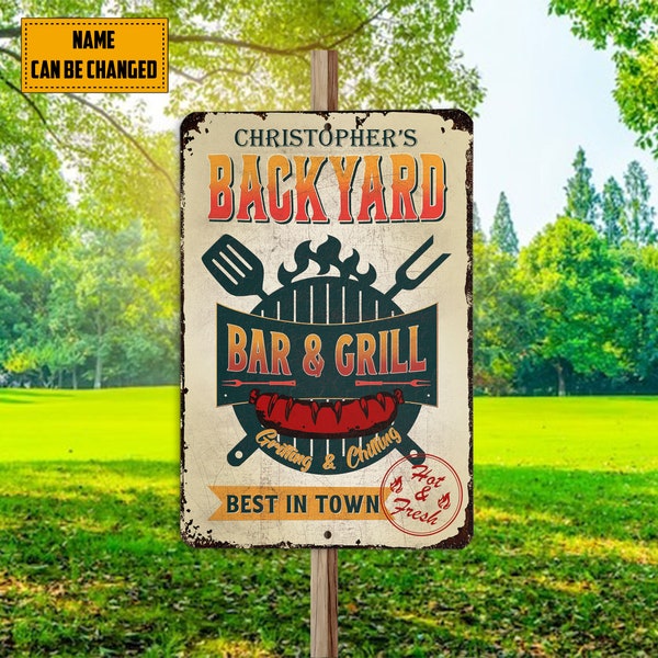 Backyard Bar and Grill Sign - Etsy
