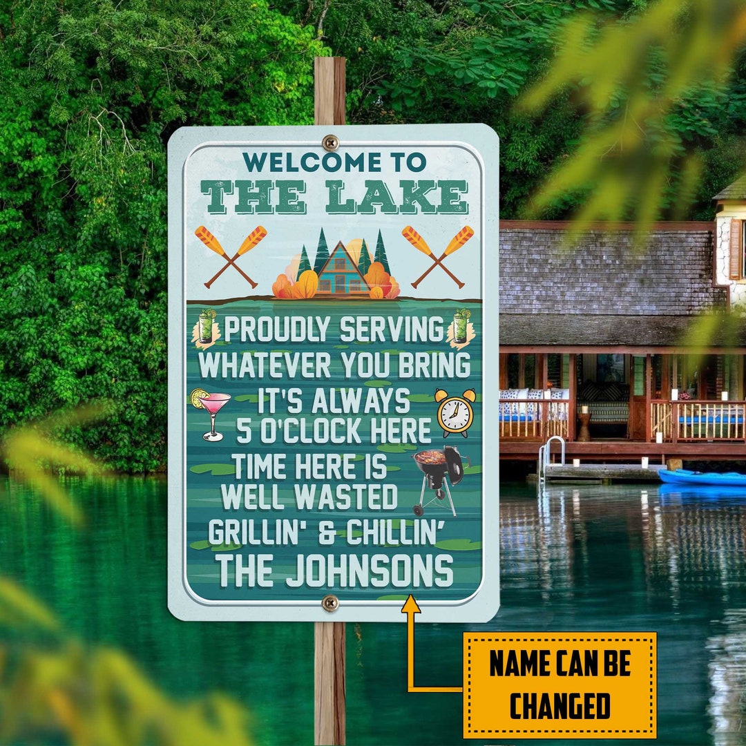 Welcome to the Lake Metal Sign, Lake Tin Sign, Lake House Metal Sign ...
