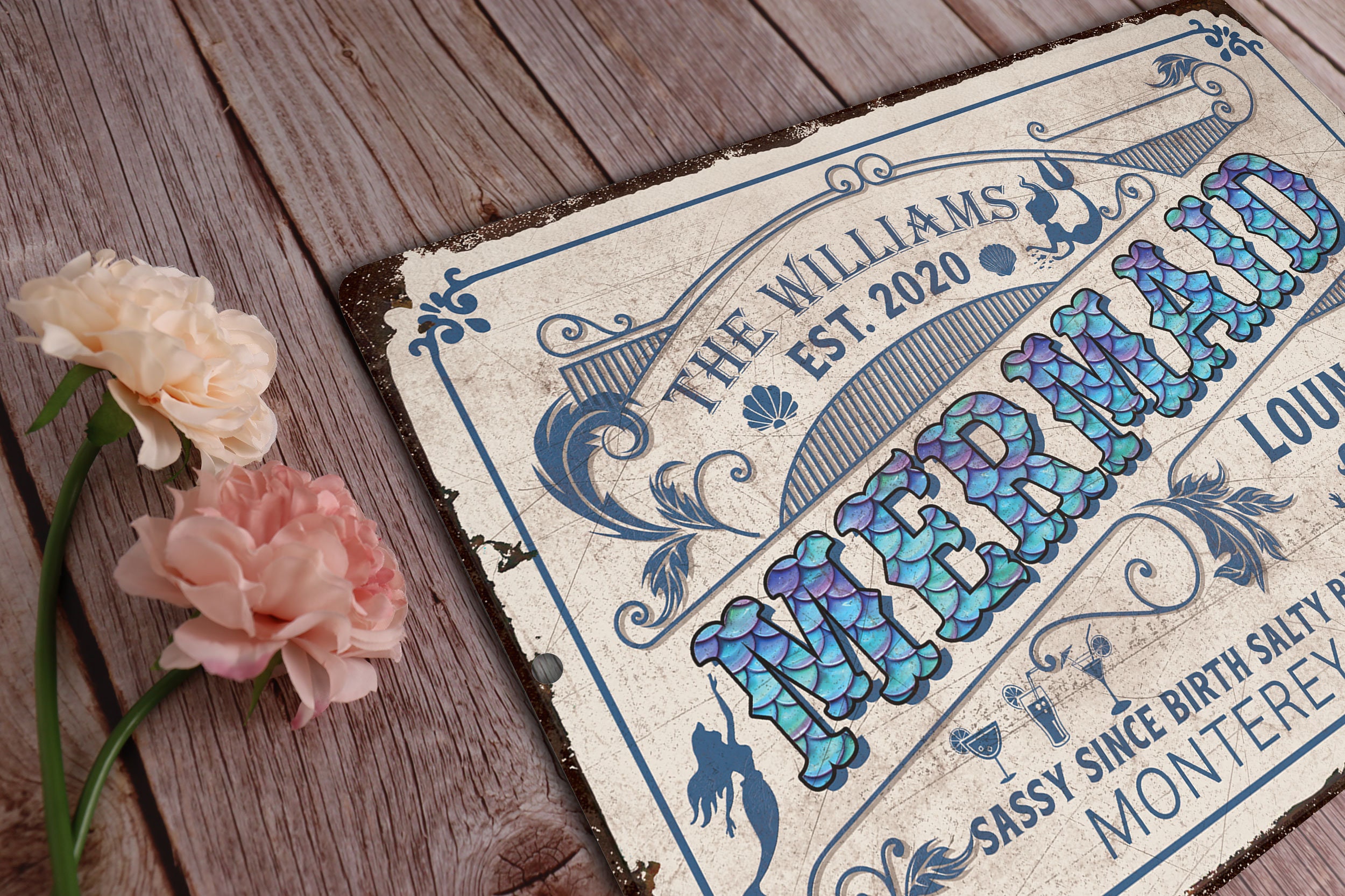 Personalized Mermaid Salty by Choice Metal Sign, Swimming Pool Sign ...