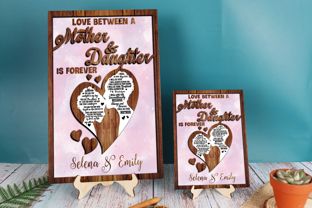 Personalized Mother and Daughter Love Forever Layer Plaque Wooden Laser ...