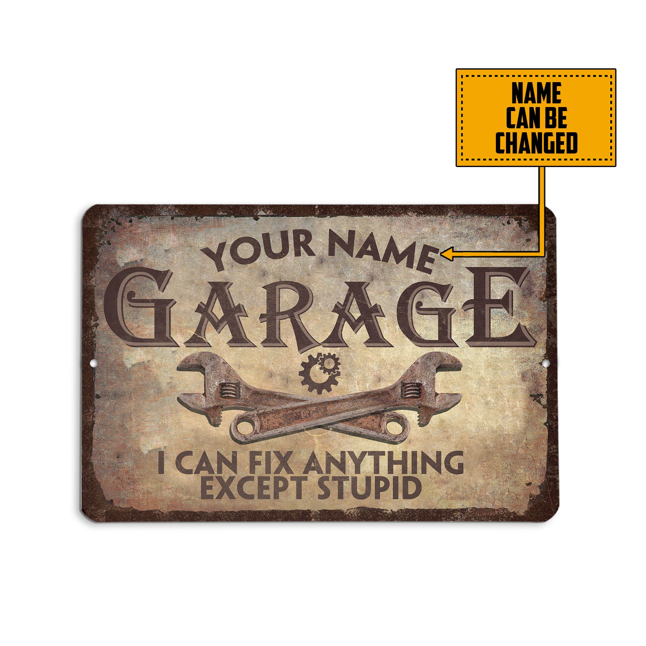Garage Sign, Personalized Workshop Sign, Can't Fix Stupid Sign, Grandpa ...