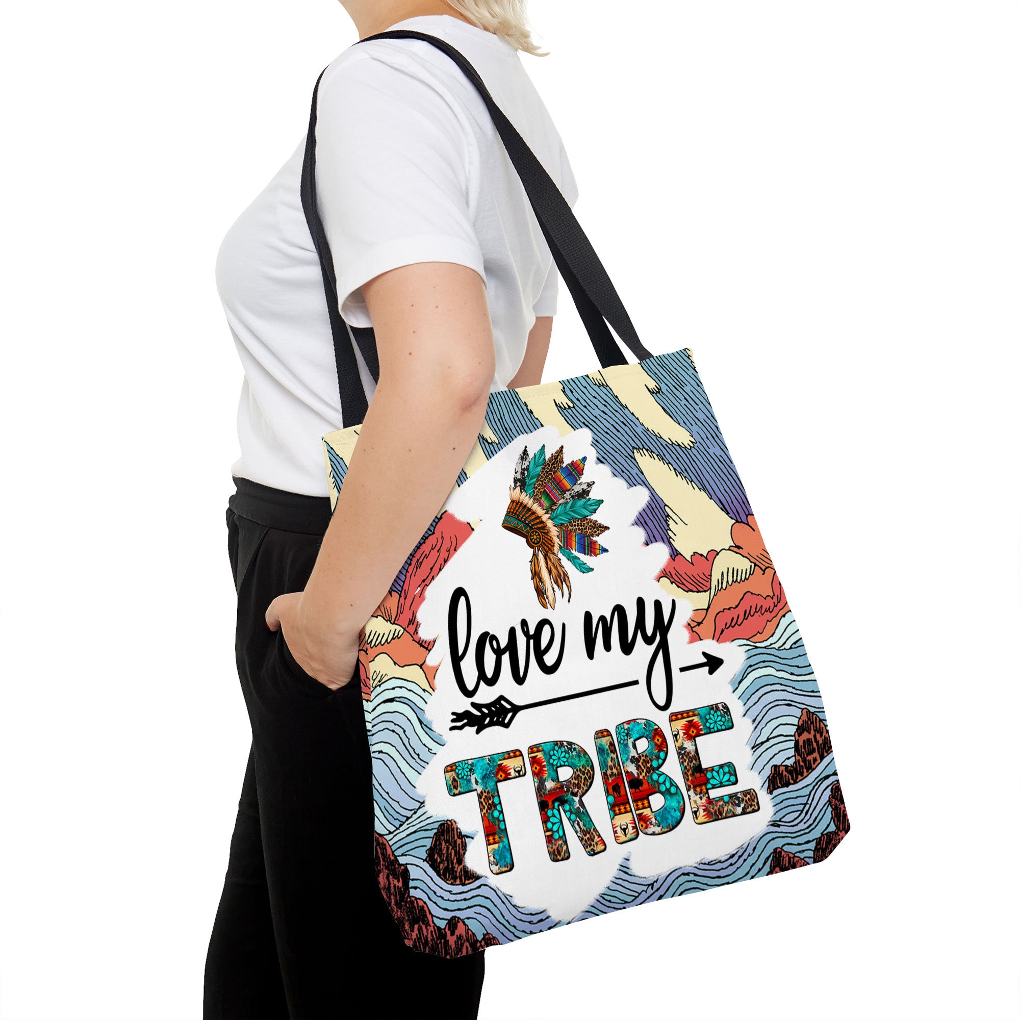 Native American Love My Tribe Tote Bag, Indigenous Tote Bag, Feather ...