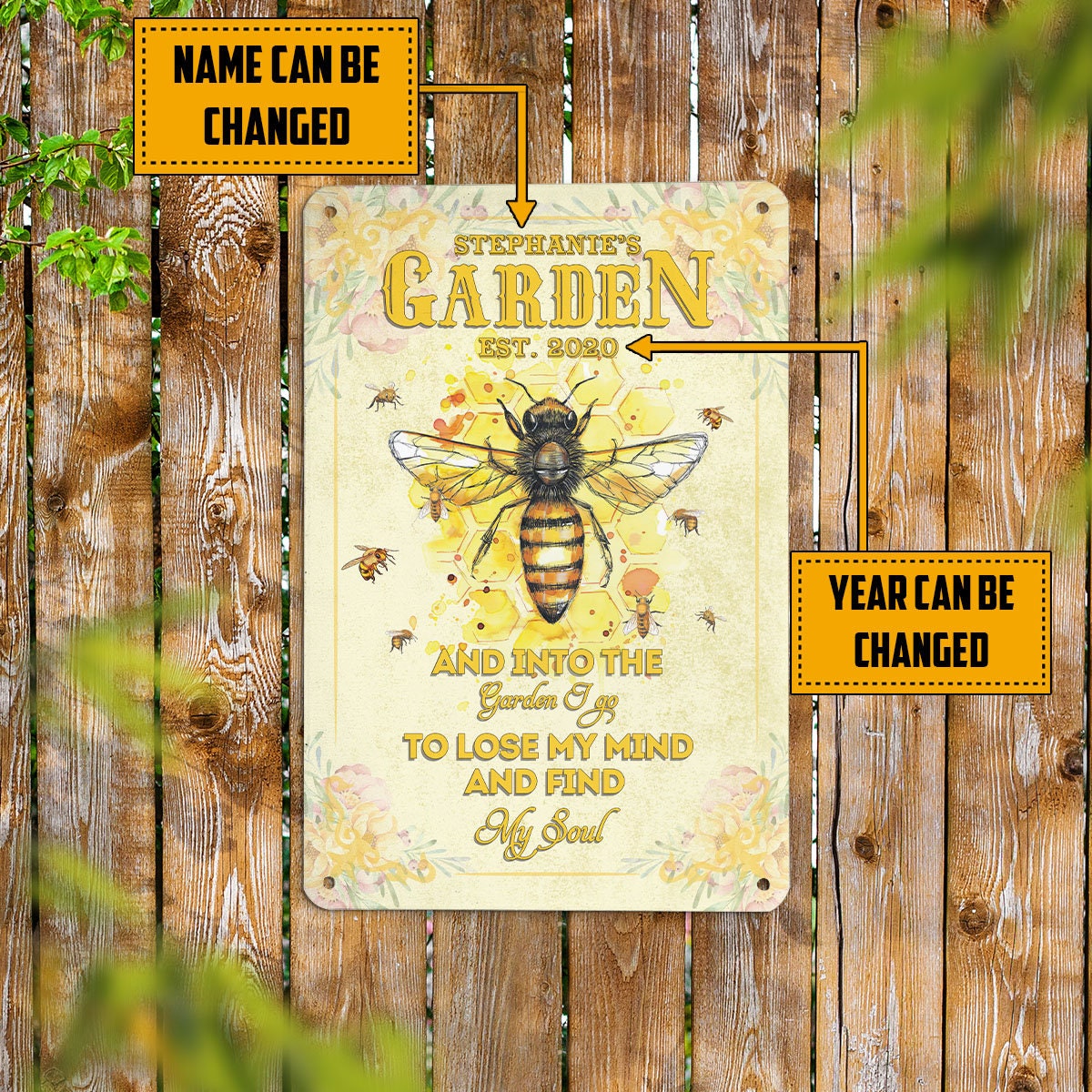 Personalized Bee Garden Metal Sign, Beekeeper, Gardening Lover Gift ...
