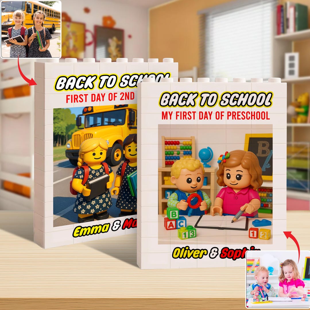 Personalized Back to School Puzzle Building Blocks, Custom Figure Style ...
