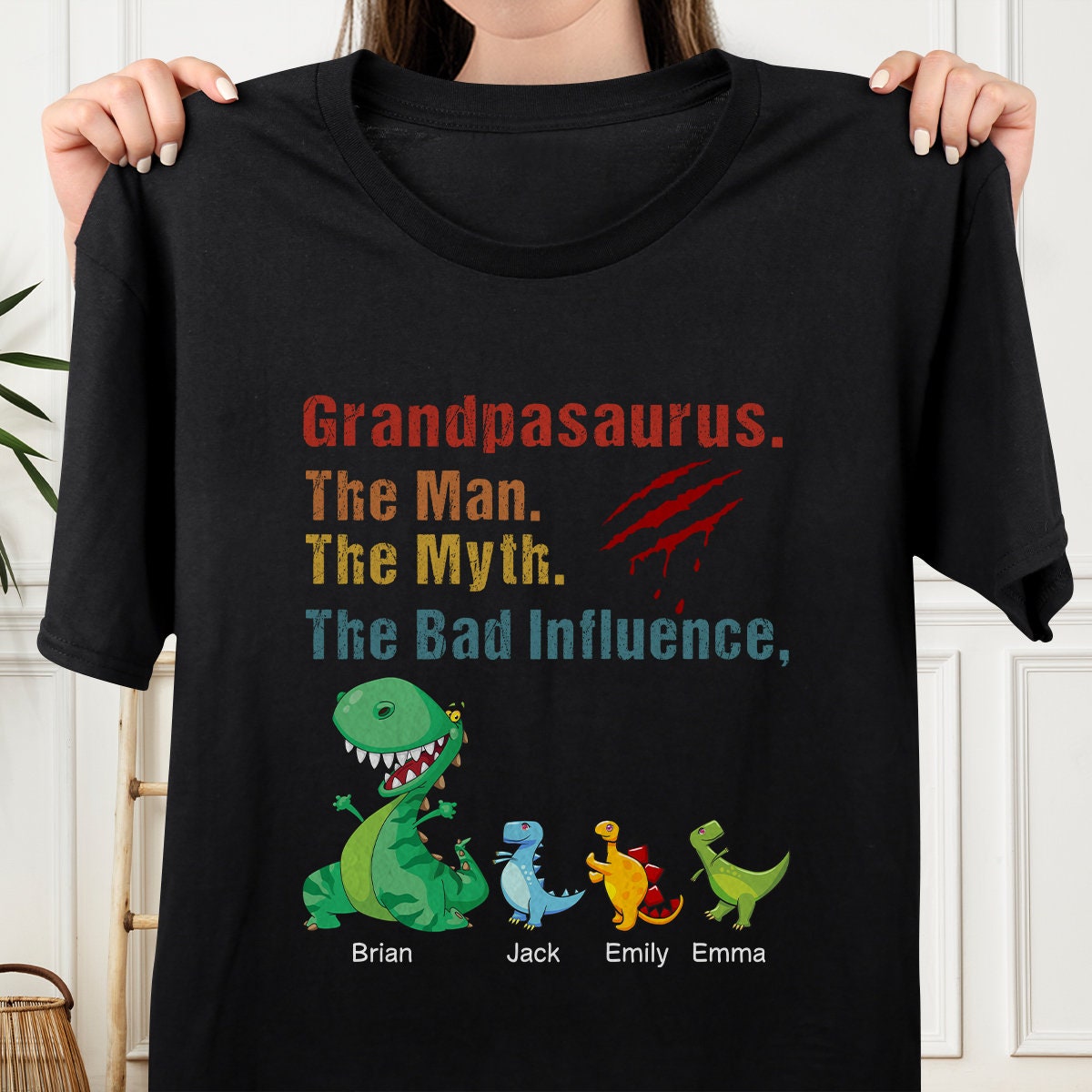 Grandpasaurus T-shirt With Kids Names Father's Day Gift Personalized ...