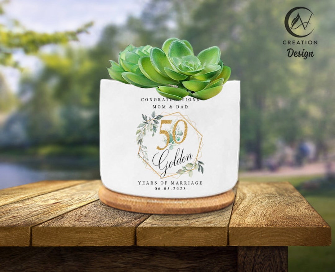 Mom Dad Wedding Anniversary Planter, Couple Mini Flower Pot, Husband ...