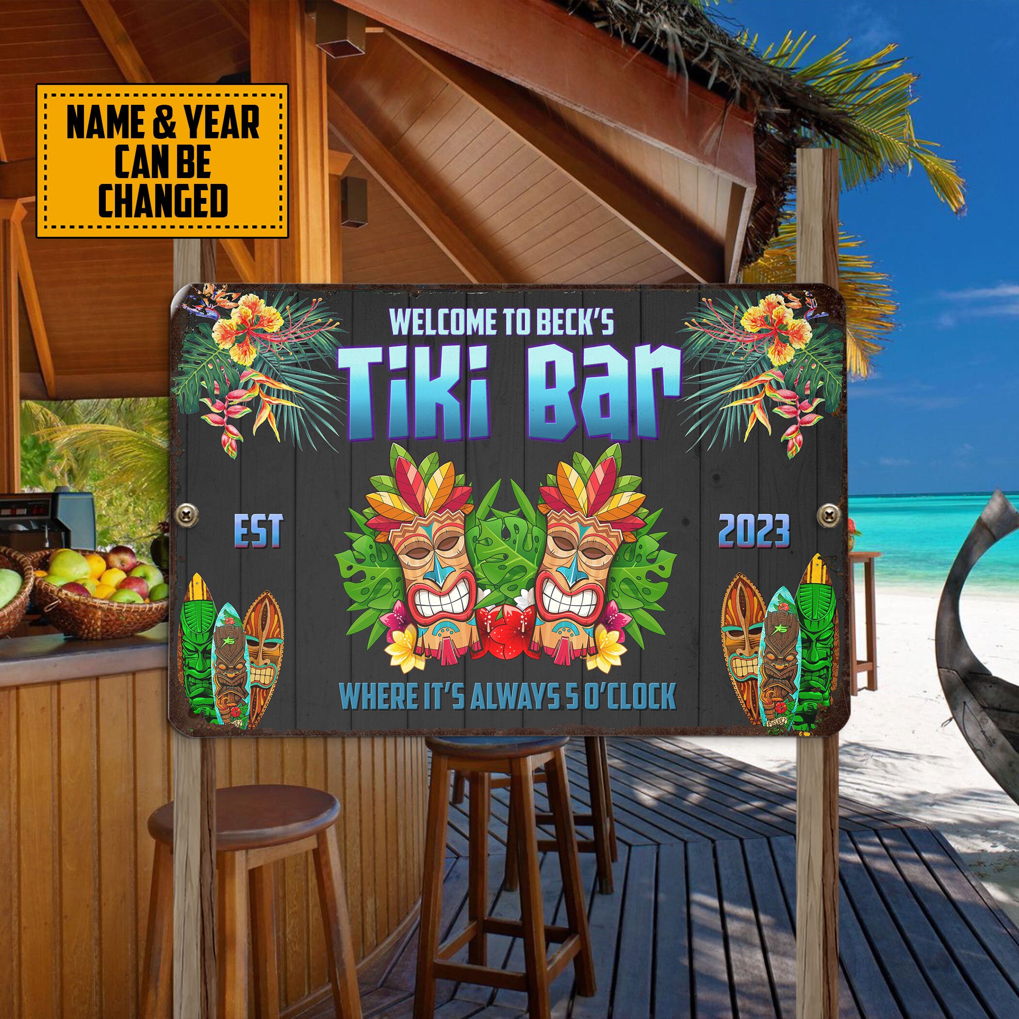 Personalized Tiki Bar Tropical Metal Sign Margaritaville - Etsy