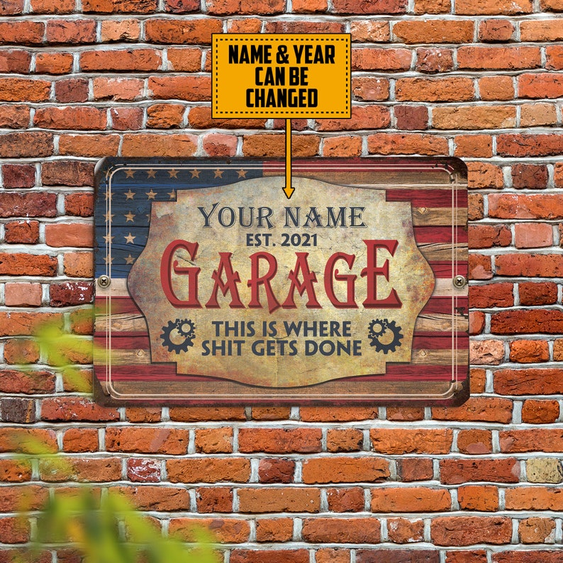 Garage Metal Sign Mechanic Workshop Sign Rustic American - Etsy